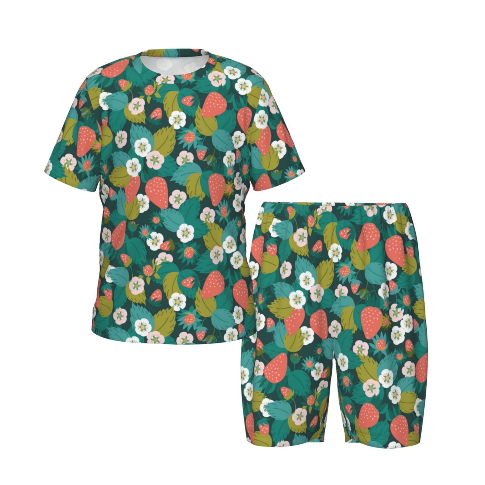 Girls Pajamas Red berries green leaves white flowers Toddler Boy Girl 2 ...