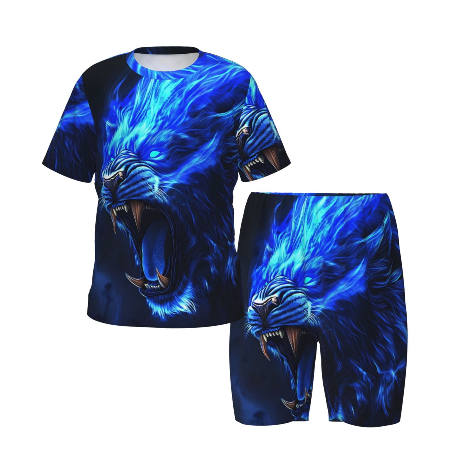 Girls Pajamas Roaring Blue Lion Flame Toddler Boy Girl 2 Piece Pajamas ...