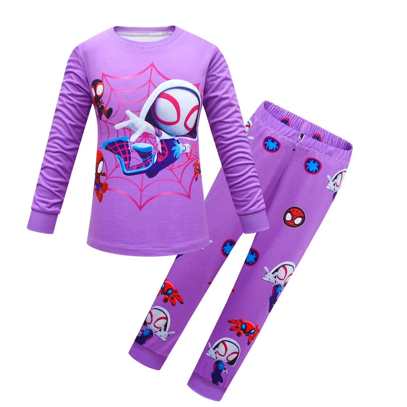 Girls Pajamas Set Spidey Gwen Princess 2Pcs Soft Sleepwear Kids Long ...