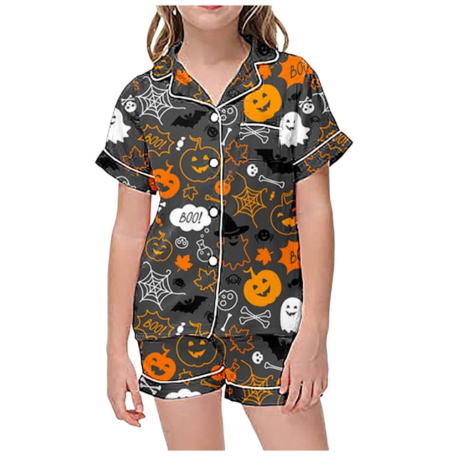 Girls Pajamas Size 6 Children's Leisure Halloween Printed Button Collar ...