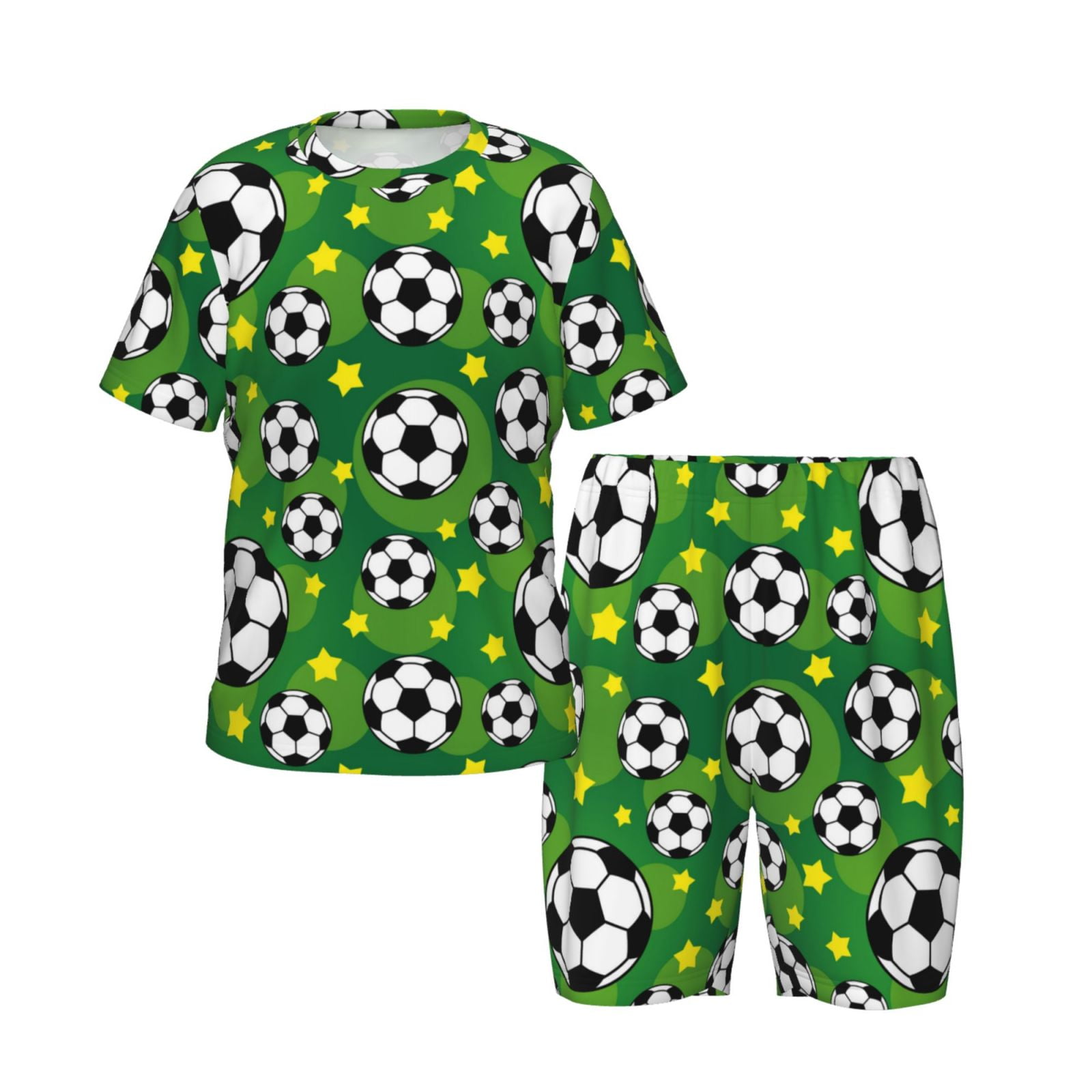 Girls Pajamas Soccer Ball golden star green Toddler Boy Girl 2 Piece ...
