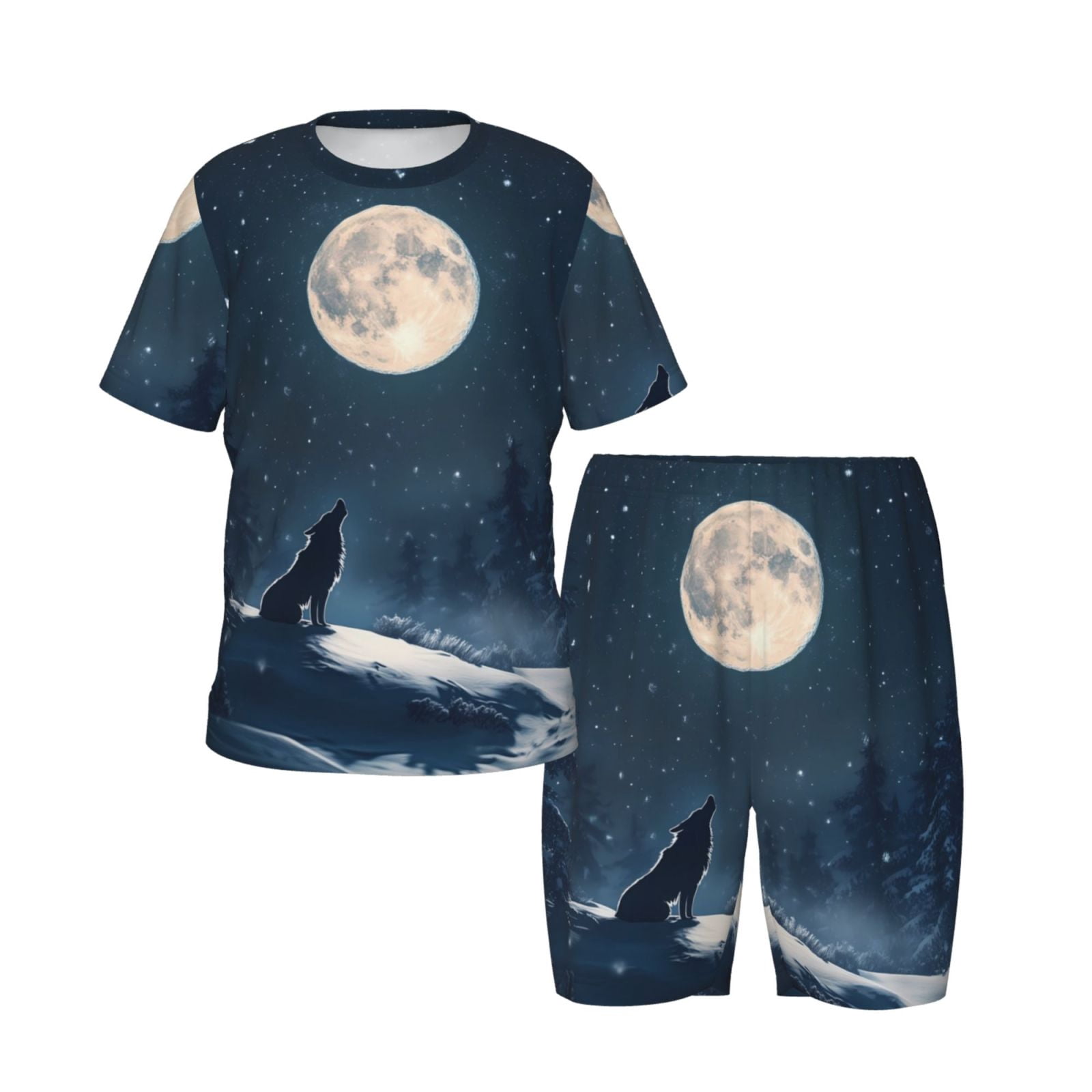 Girls Pajamas Wolf Howling Full Moon Toddler Boy Girl 2 Piece Pajamas ...