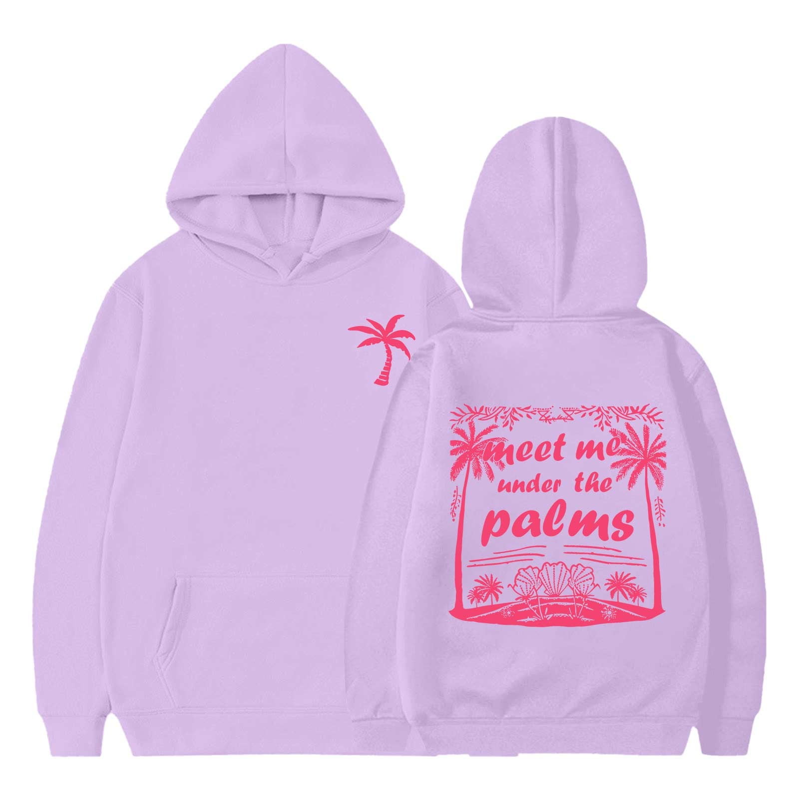 Girls Palm Puff Hoodie Floral & Letter Print Hoodies Soft Long Sleeve ...