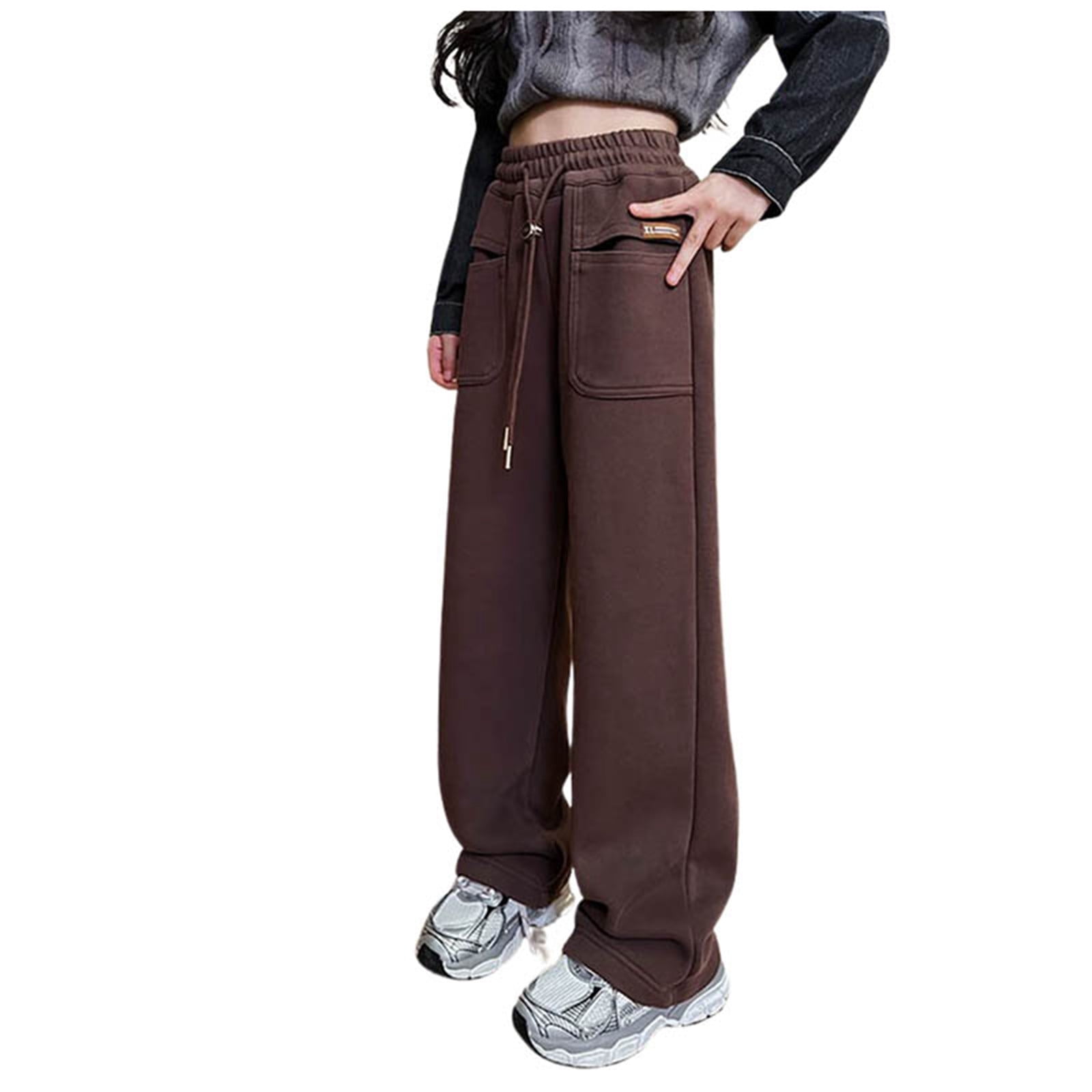 Girls Pants Drawstring Elastic Sweatpants Active Joggers Warm ...