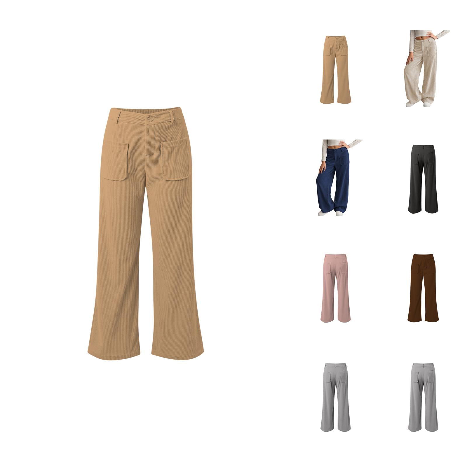 Girls Pants Kids Corduroy Wide Leg Pants Girls Button Front Zipper ...