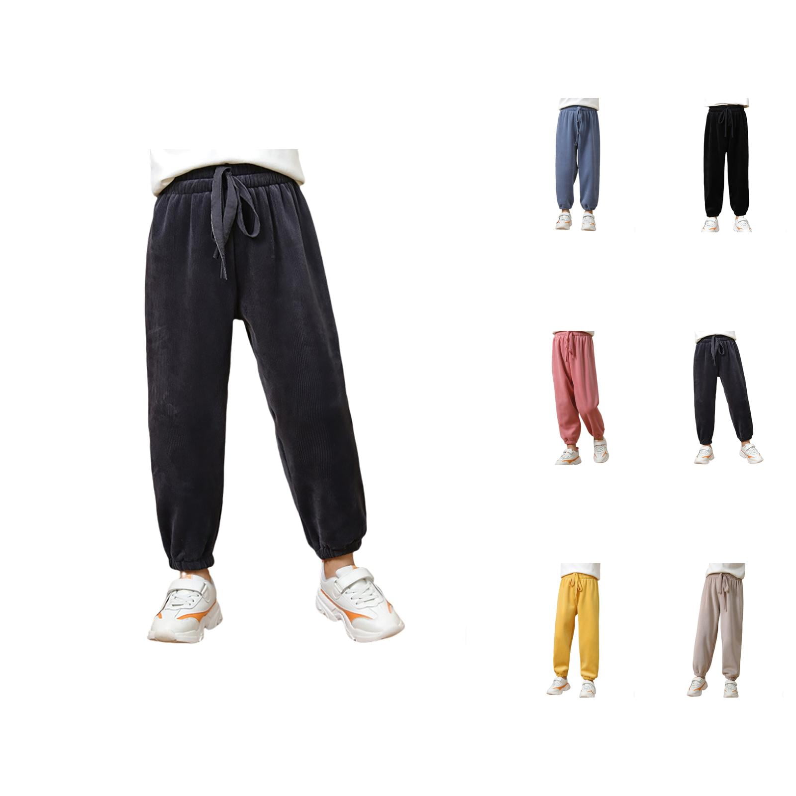 Girls Pants Winter Girls Lined Pants Thickened Warm Loose Fit Trousers ...