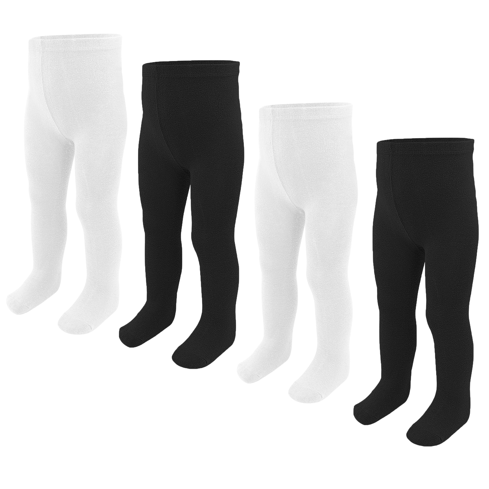Girls Pantyhose Toddler Baby Tights - 4 Pairs Cotton Black White Pink ...
