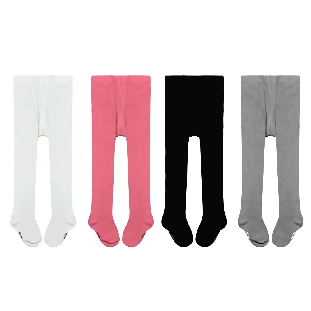 Girls Pantyhose Toddler Baby Tights - 4 Pairs Cotton Black White Pink ...