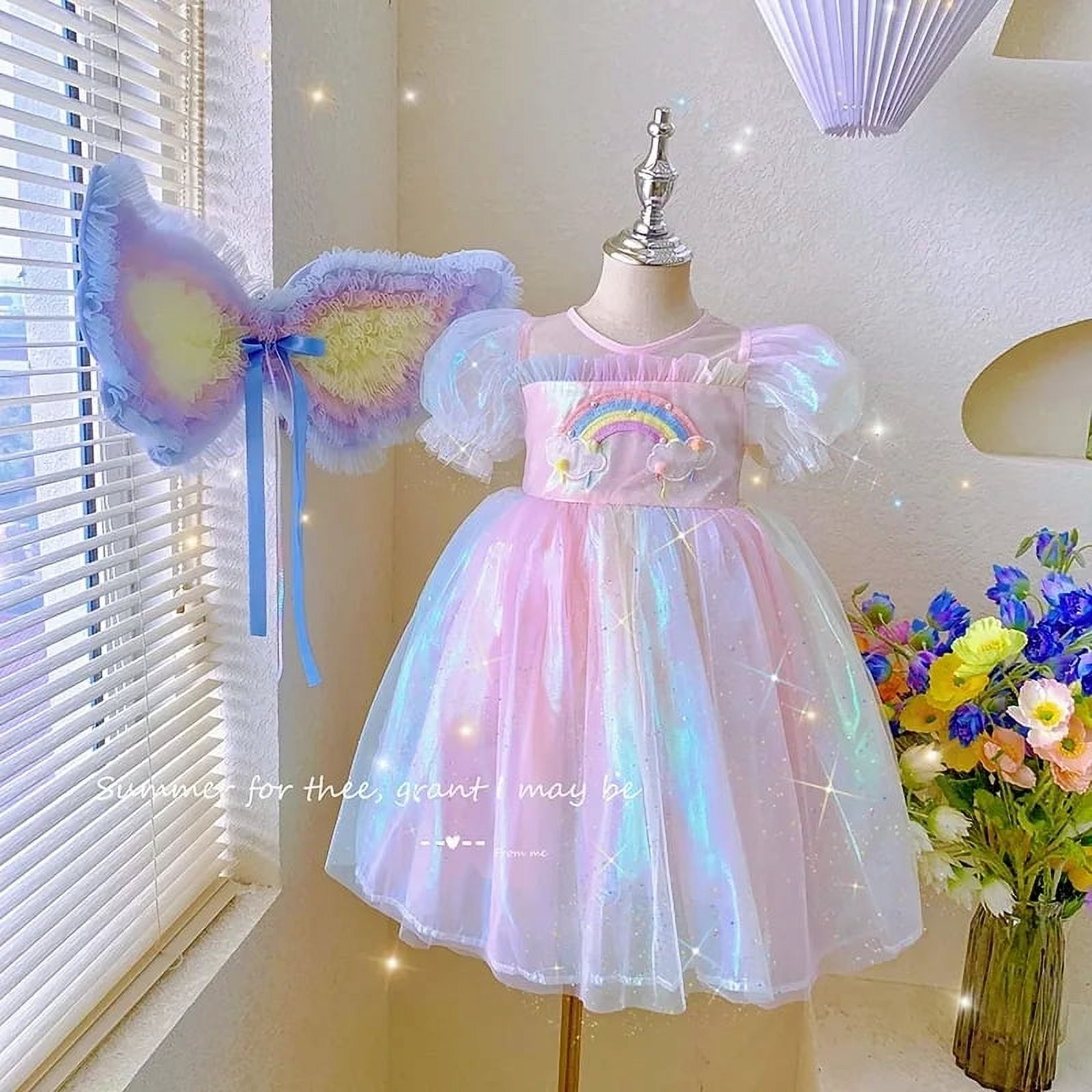 Girls Party Dress Summer Elegant Princess Dress With Large Colored ...