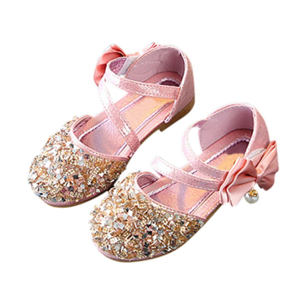 Girls Party Glitter Dress Shoes Low Heel Mary Princess Sandals ...