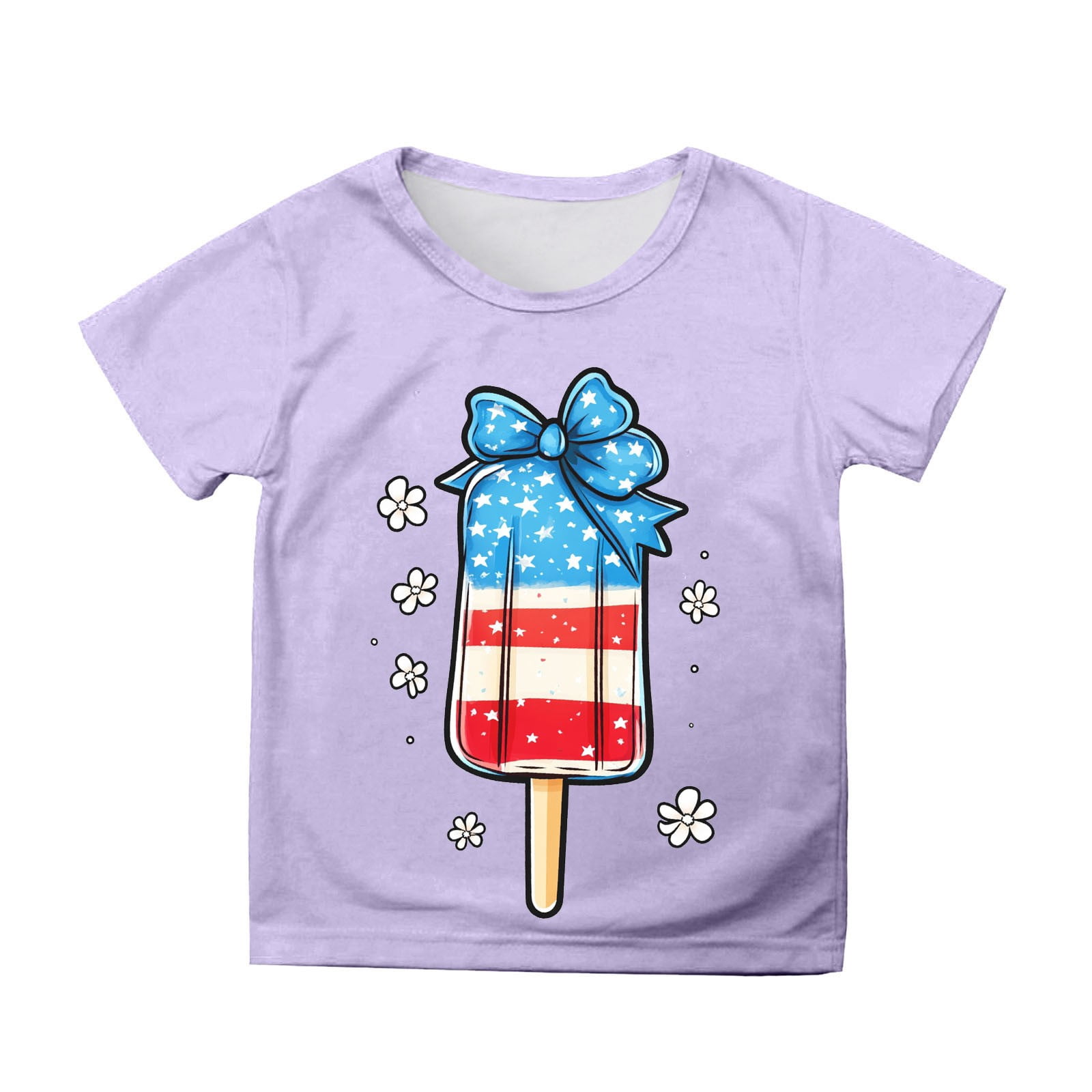 Girls Patriotic Independence Day Print Casual Short Sleeve Tee ...