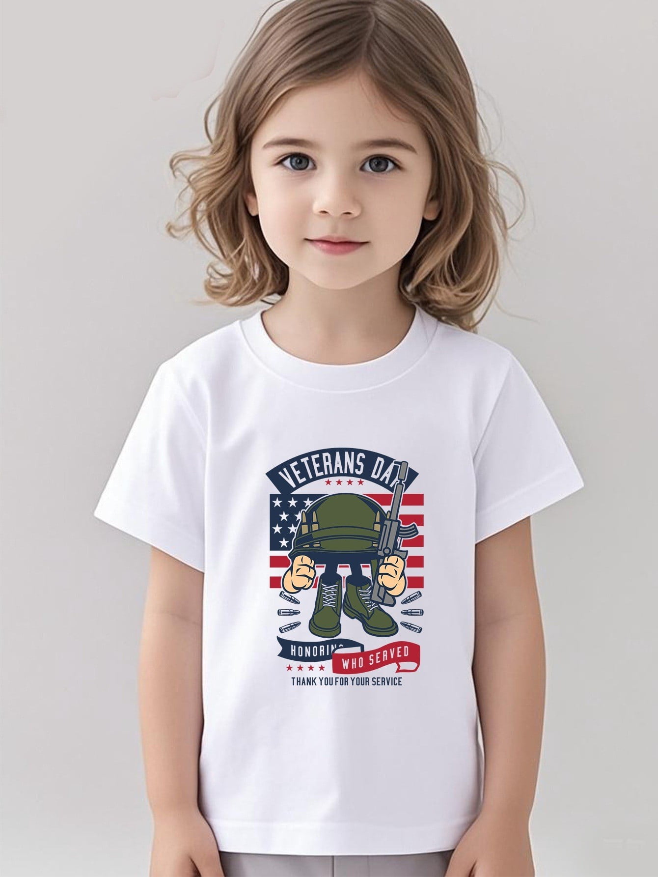 Girls' Patriotic Military Veteran Graphic T-Shirt - "Veterans Day ...