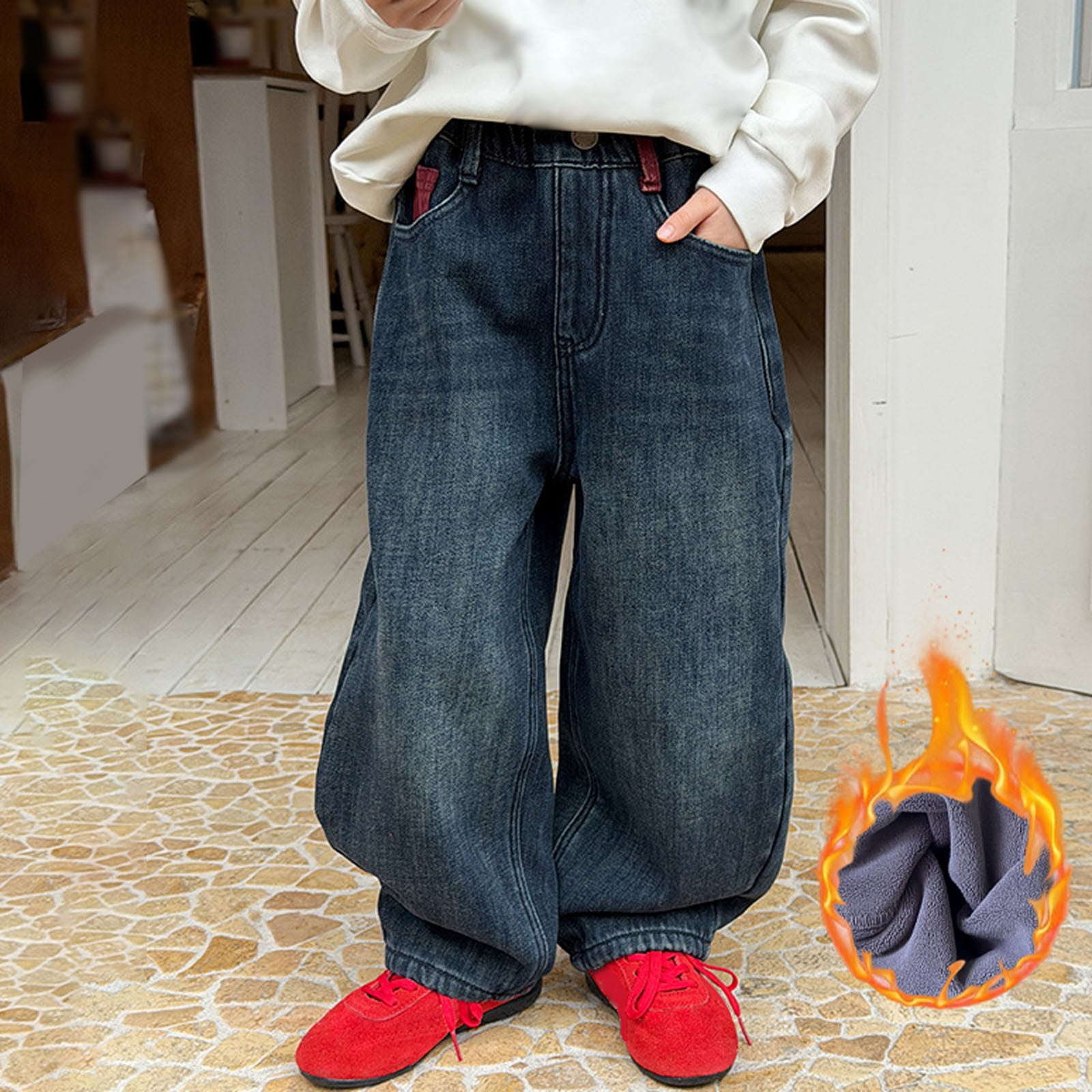 Girls Personality Fashion Pants High Elastic Waisted Drawstring Wide ...