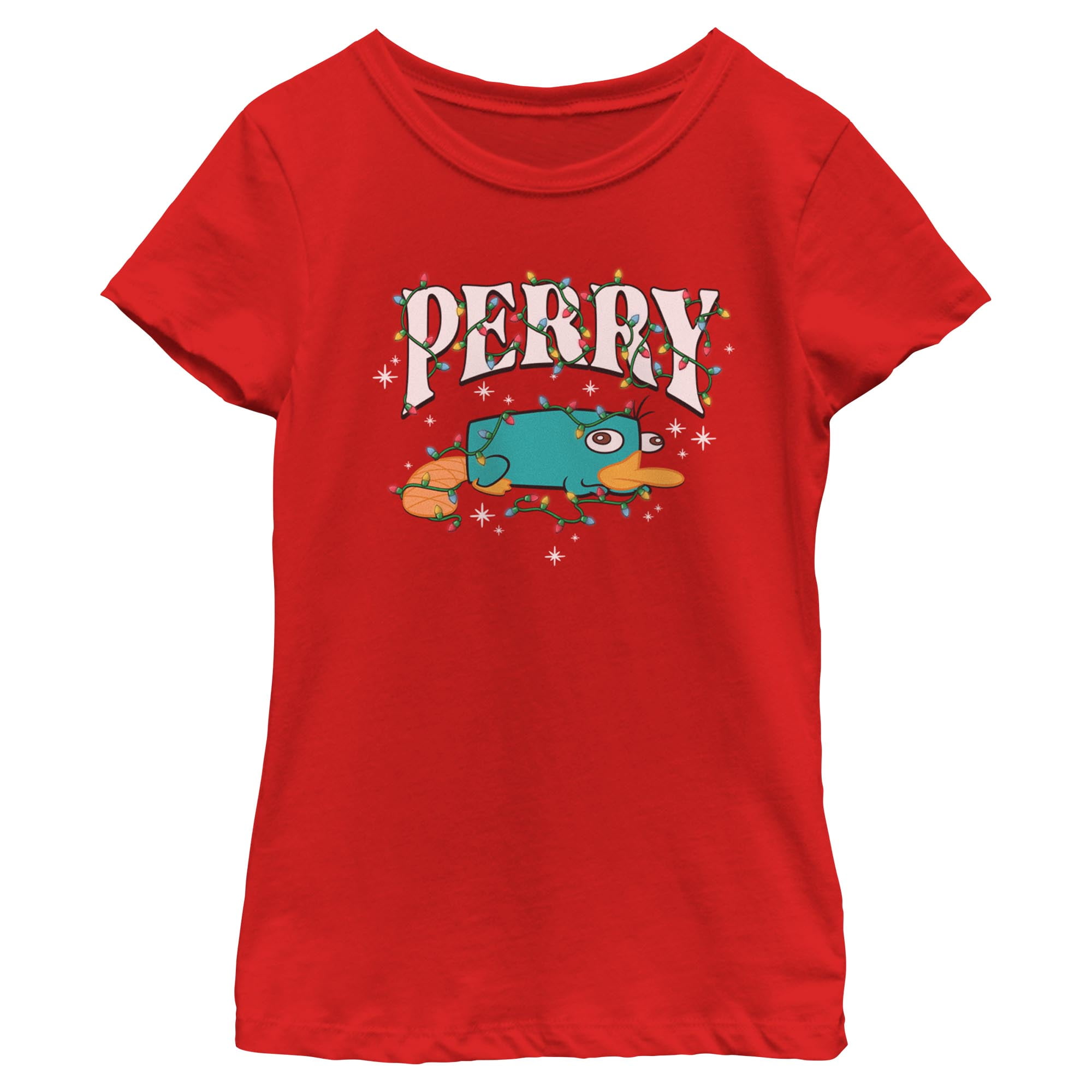 Girls Phineas and Ferb Perry the Platypus Christmas Lights T Shirt ...