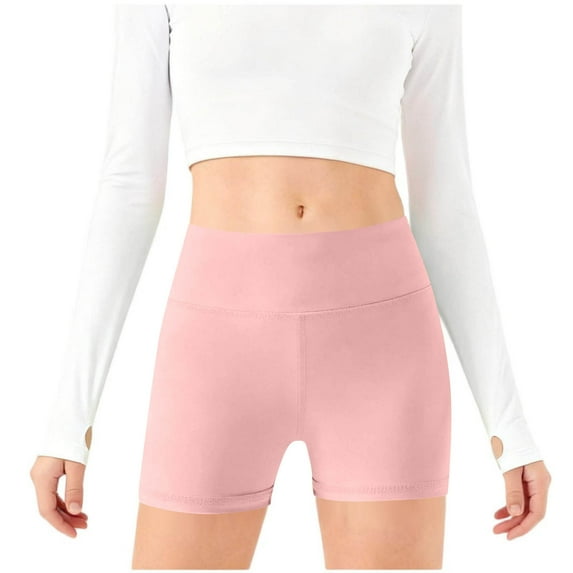 Girls Pink Biker Shorts High Waisted - Stretchy Yoga & Athletic Play ...
