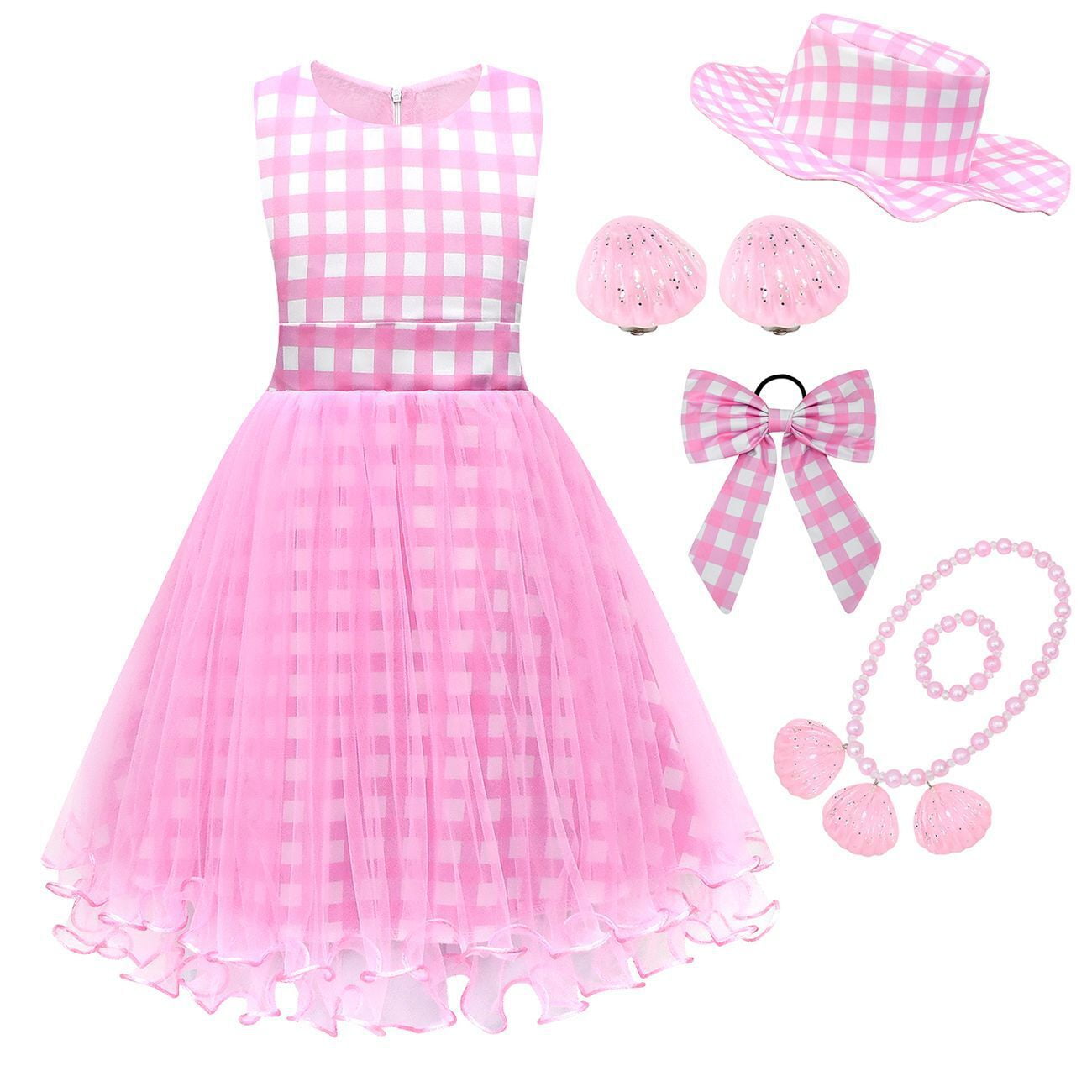Girls Pink Costume Dress Movie Kids Halloween Party Cosplay Dress Up ...