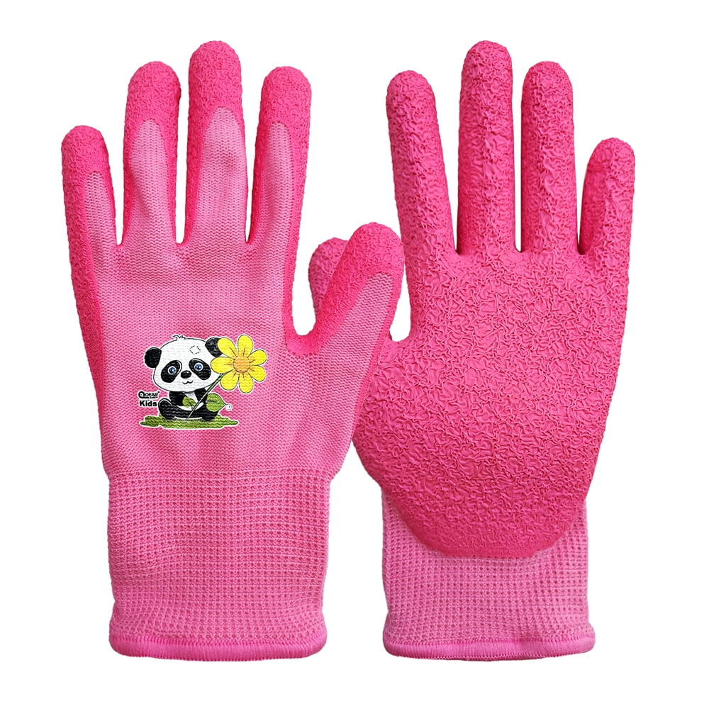 Qear Girls Pink Garden Gloves, Kids 3-6 Years, Soft Knitted Liner ...