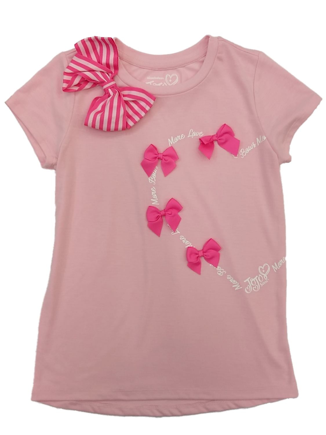 Girls Pink Jojo Siwa Valentines Day Tee Shirt More Love More Bows Heart ...