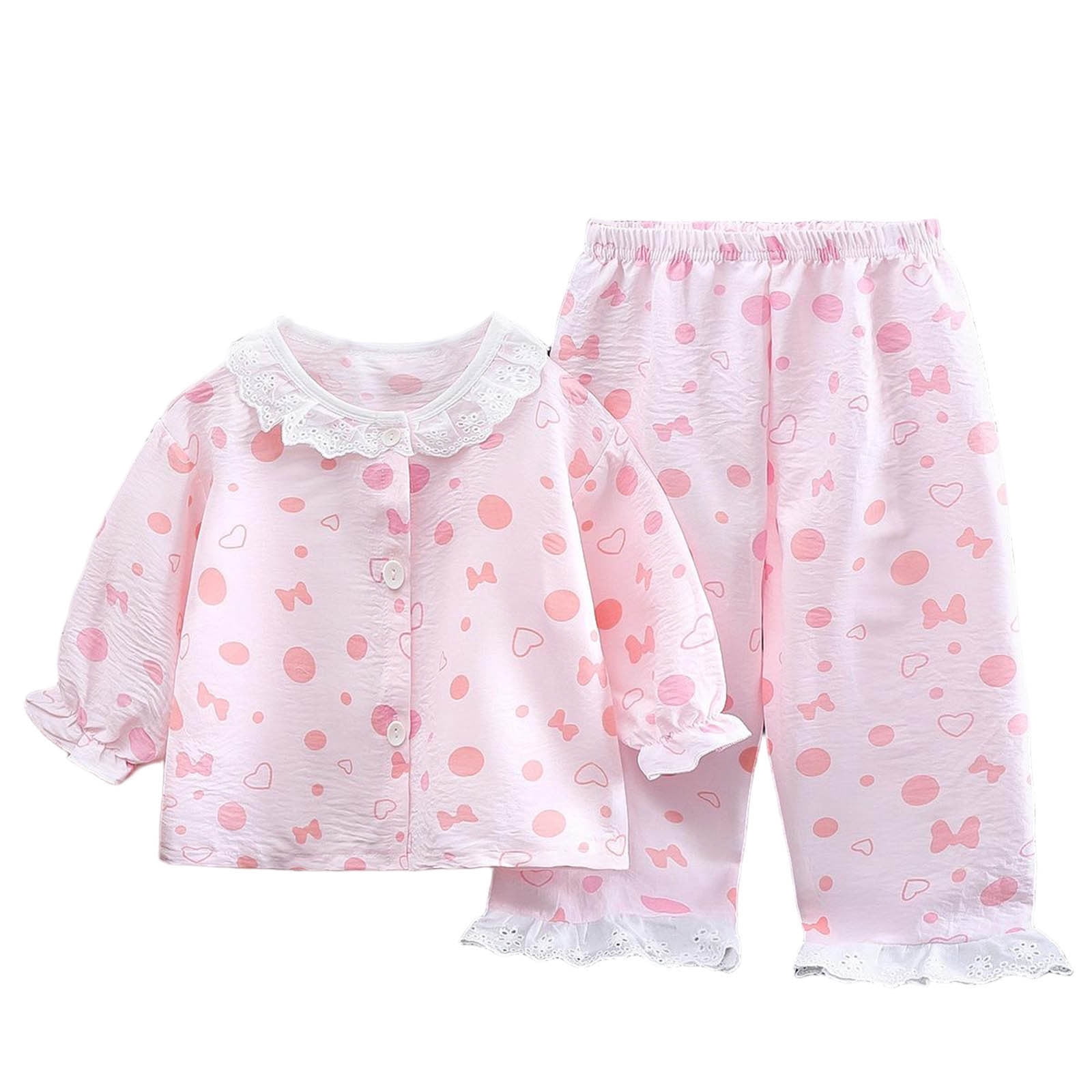 Girls Pink Print Pajama Set 2-Piece Long Sleeve Loungewear with Peter ...
