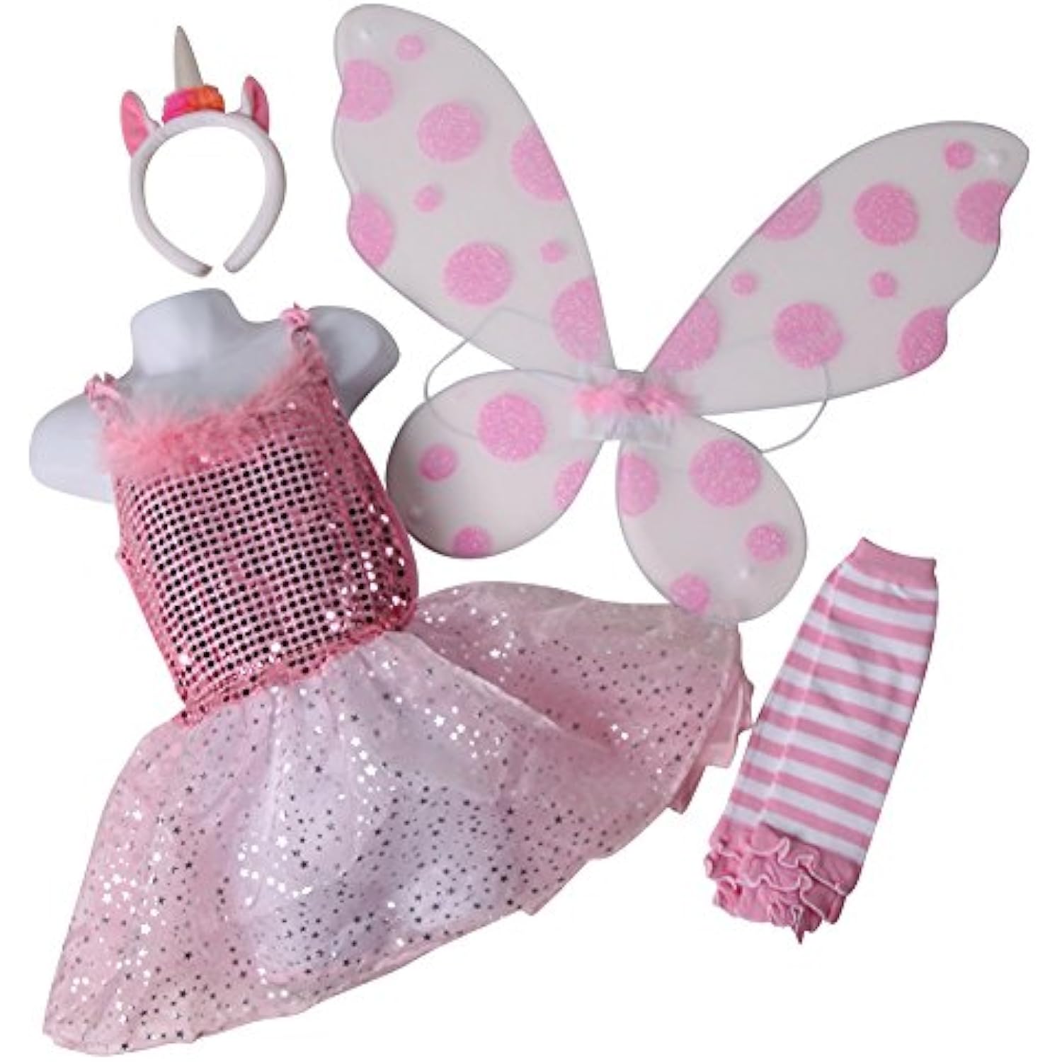 Girls Pink Sparkle Unicorn Pegasus Basic Dress Up Set Size 3-5 Years ...