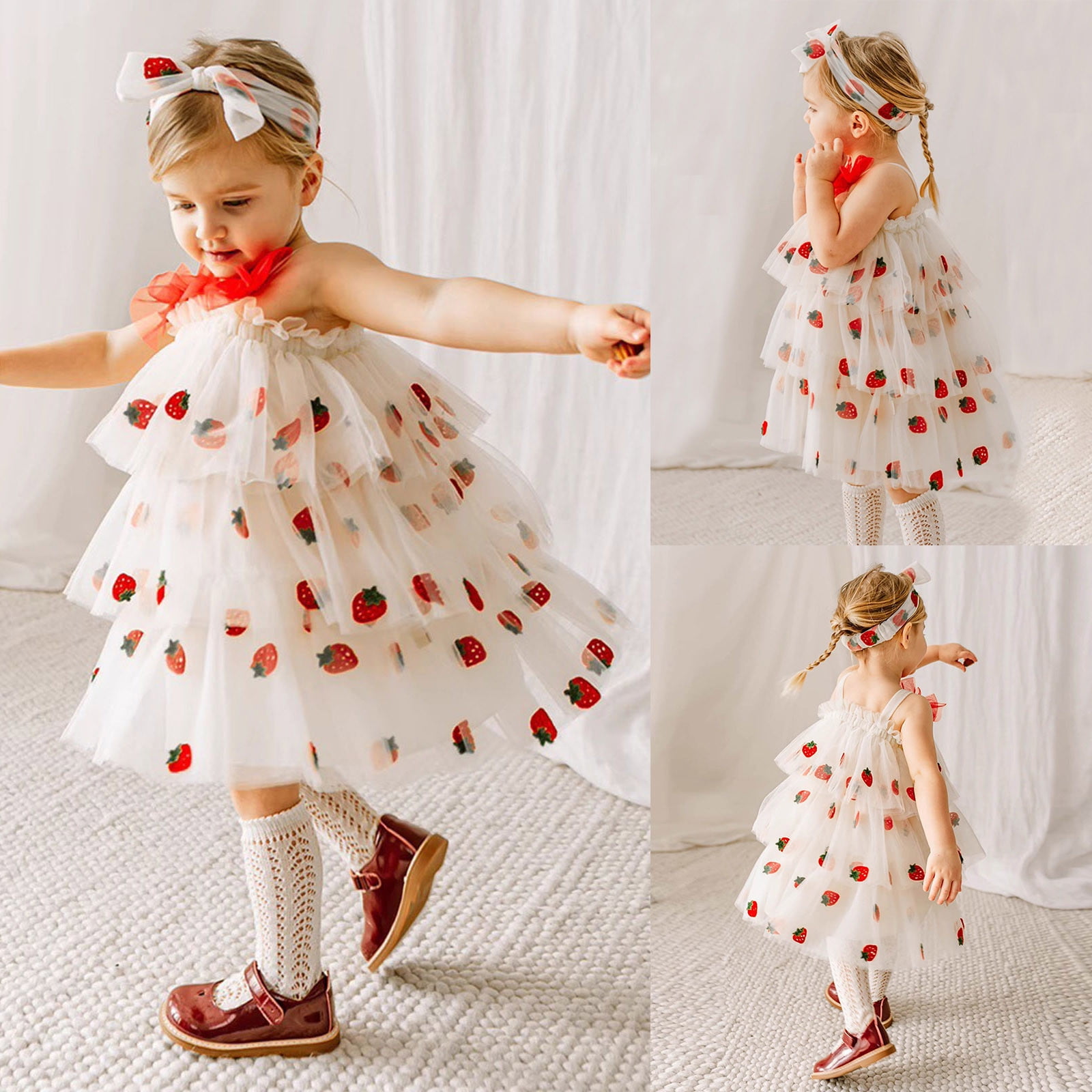 Girls Pink U-Neck Puff-Sleeve Butterfly Mesh Dress - Long-Sleeve Party ...