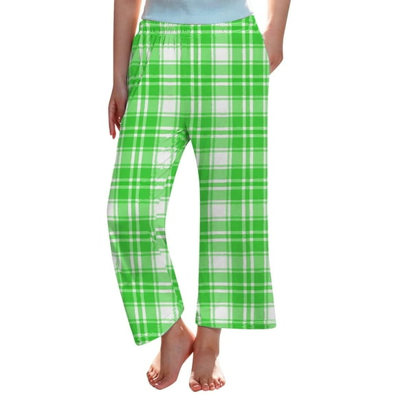 Girls Plaid Print Long Pants Soft Casual Wear Comfortable Sleepwear ...