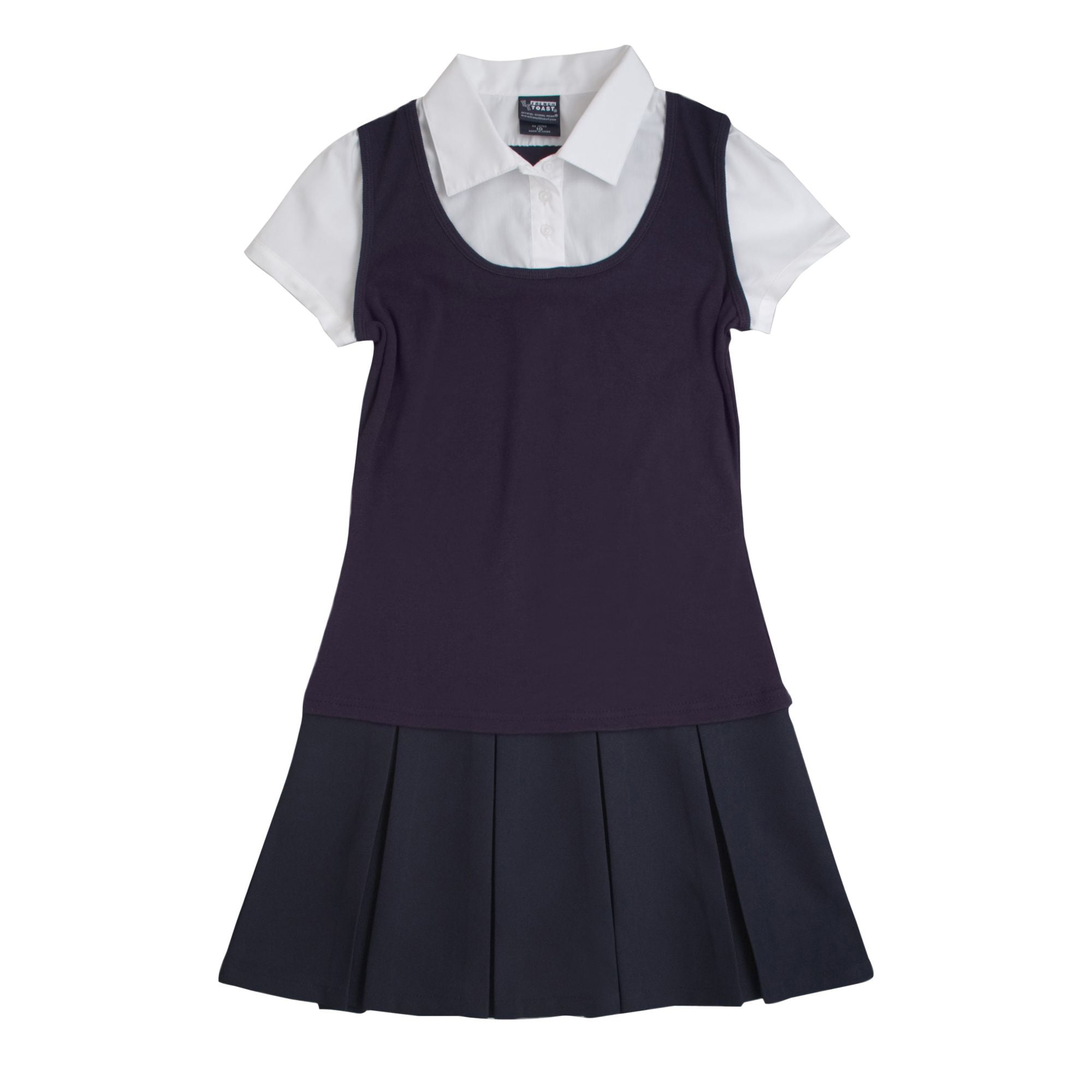 Girls Pleat 2-Fer Dress - Walmart.com