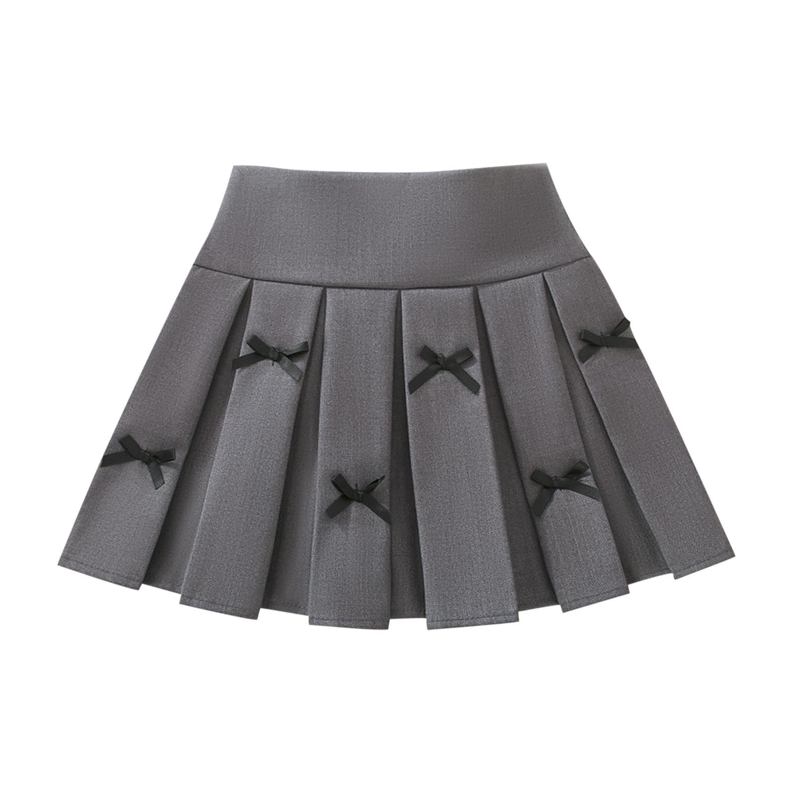 Girls Pleated Mini Skirt, Kids High Waist School Uniform Skirts Built ...