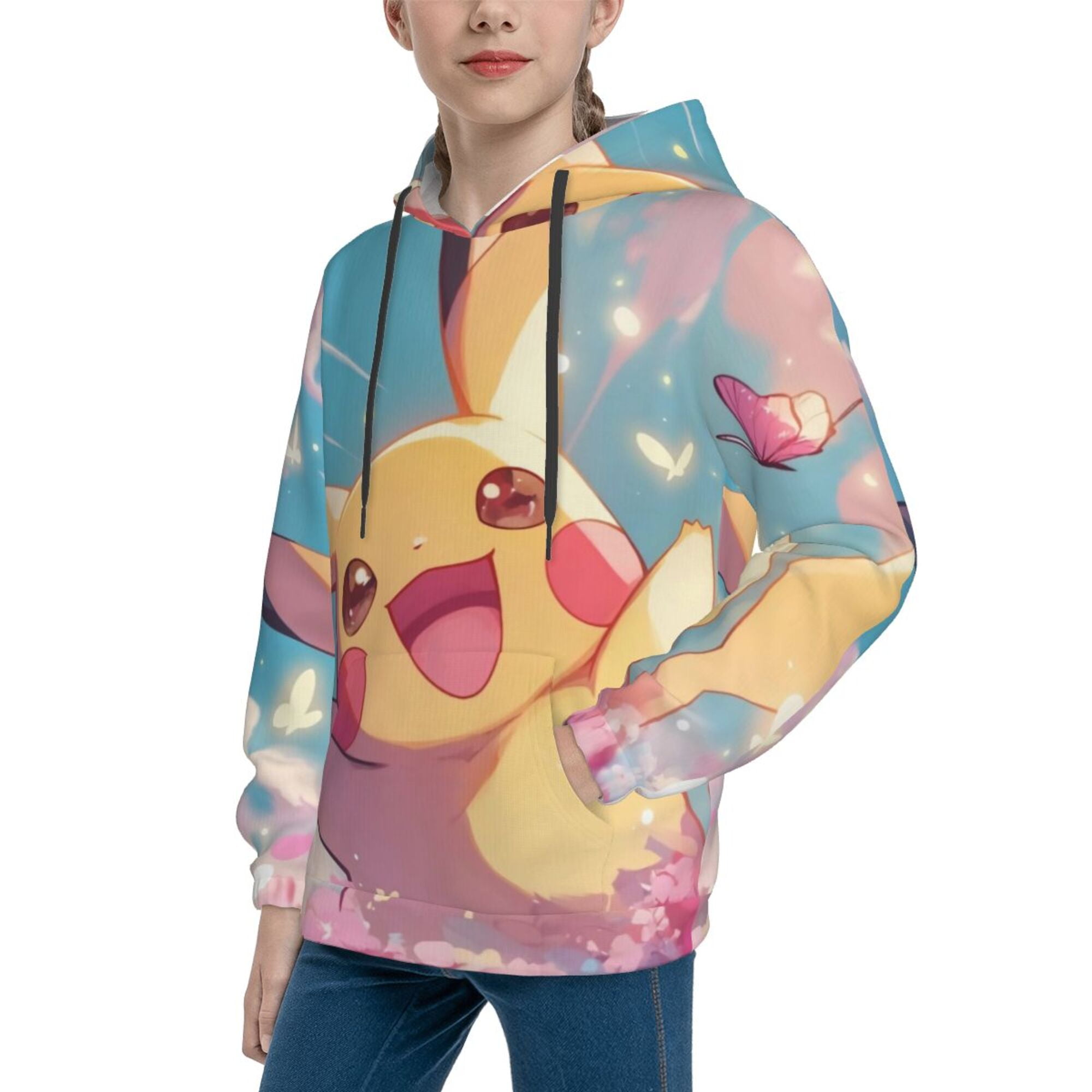 Girls Pokemon-Pikachu Butterfly Hoodie Kids Hooded Pullover Sweatshirt ...