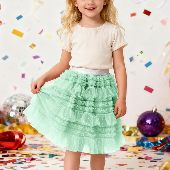 Girls' Polka-Dot Tiered Mesh Tutu Skirt - Carnival Dance Party Birthday ...