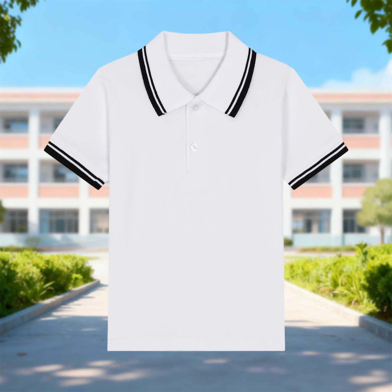 Girls Polo Shirt 100% Cotton, Short Sleeve Classic Polo with Contrast ...