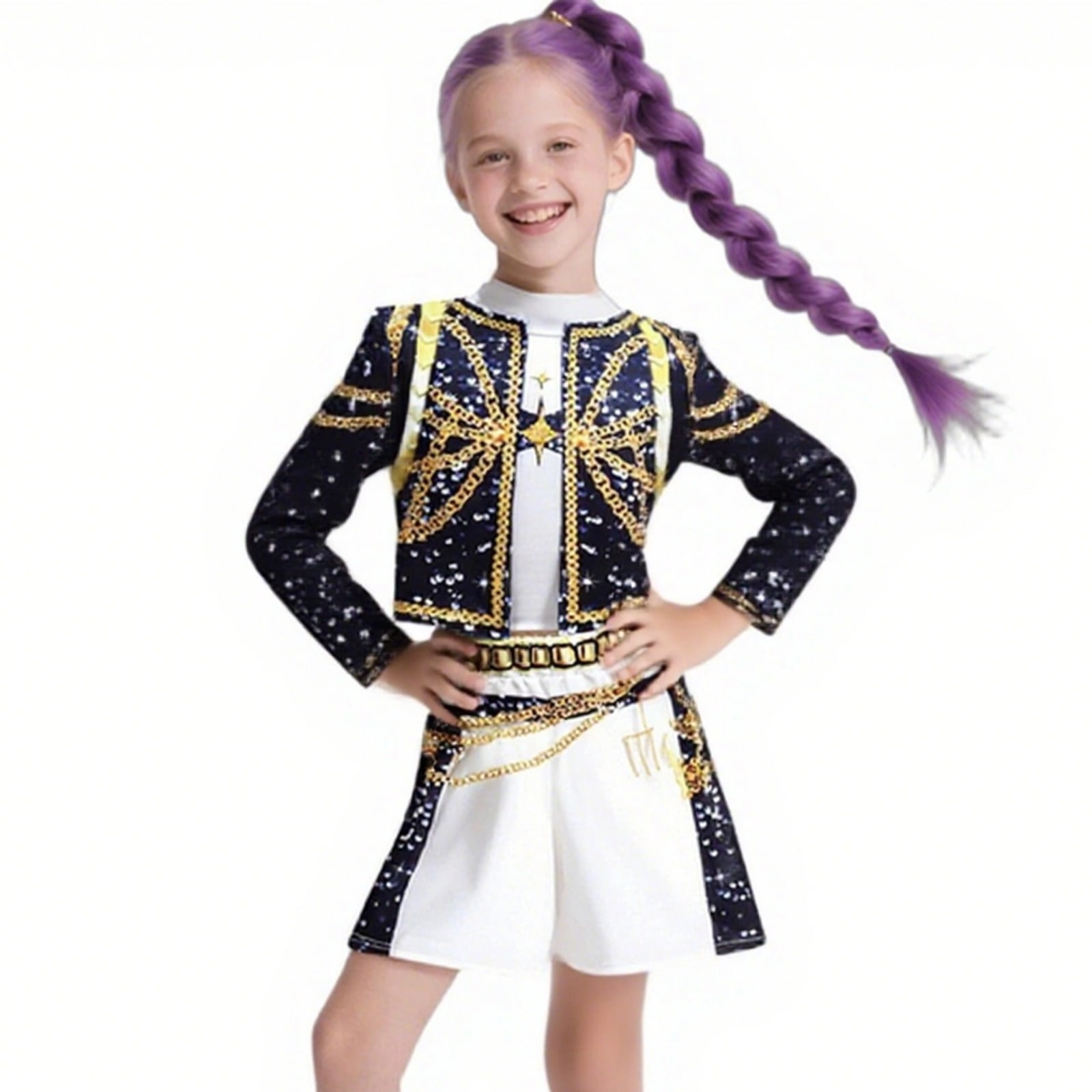 Girls Pop Star Halloween Costume Rumi Golden Kids Coat Jacket Top ...
