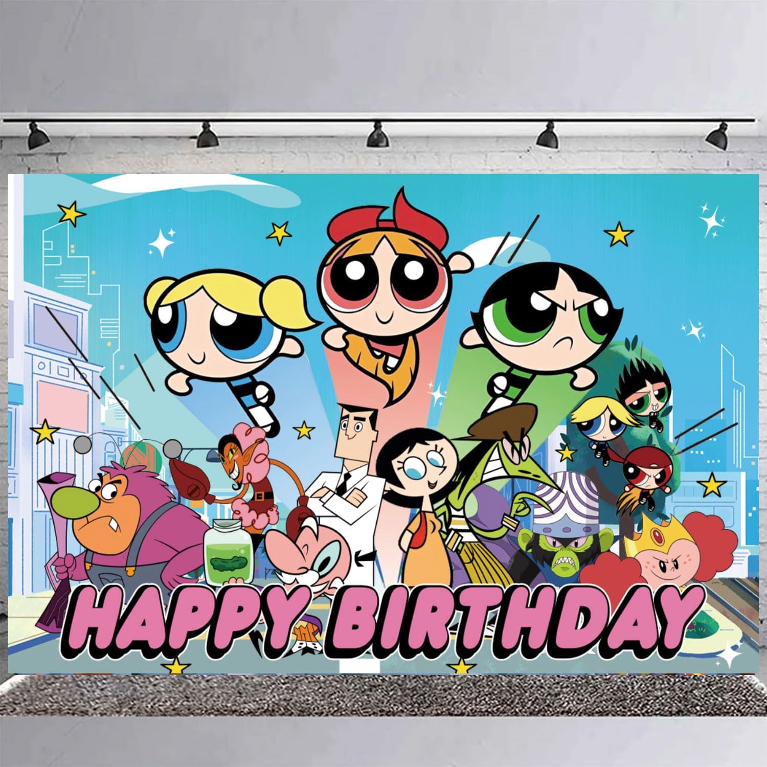 Girls of Powerpuff Birthday Party Backdrop, Girls of Powerpuff Birthday ...