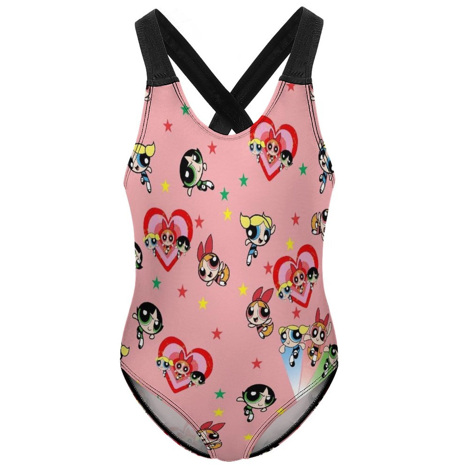 Girls Powerpuff Gir One Piece Swimsuits Bathing Suits Cross Back ...