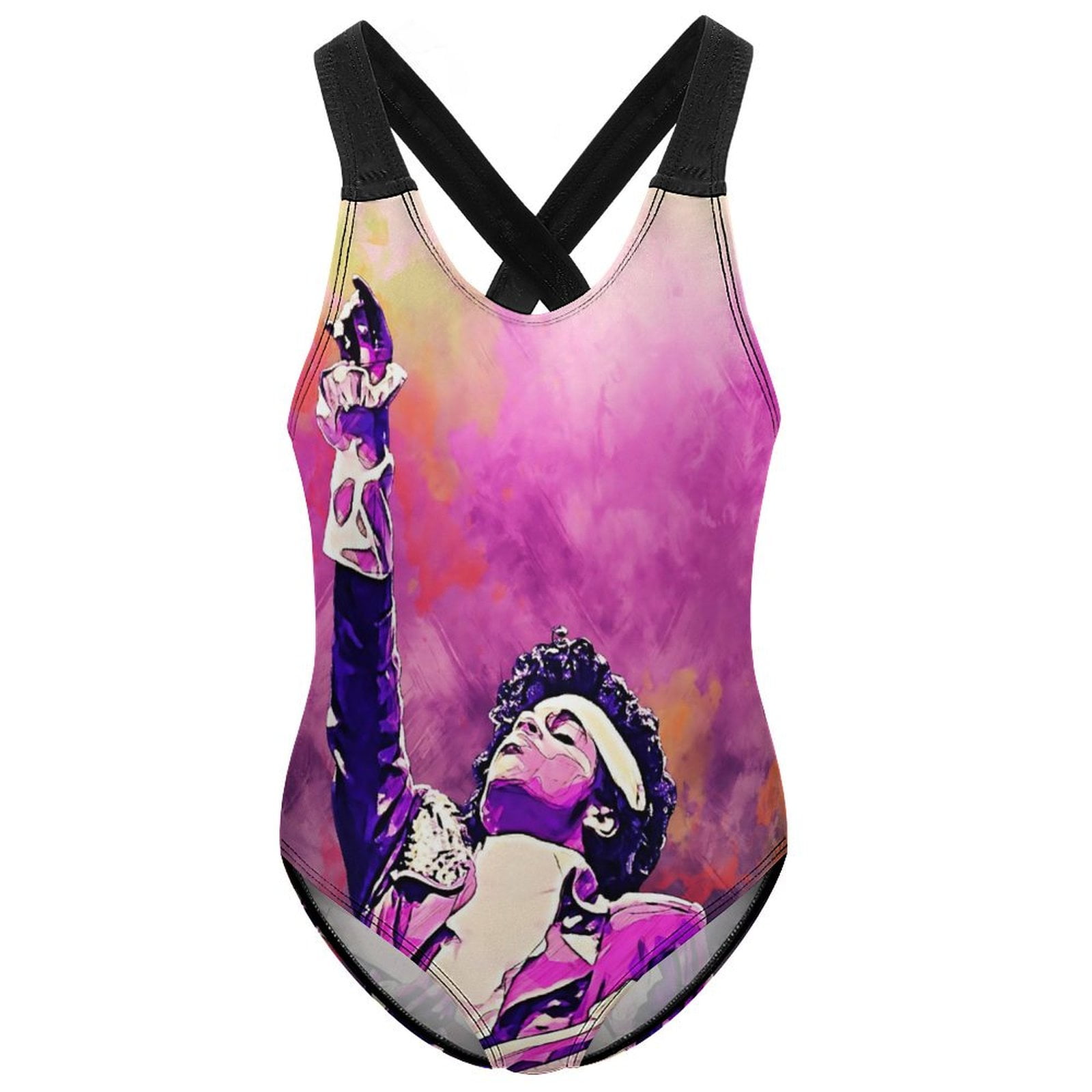 Girls Prin-ce Purple Ra-iN One Piece Swimsuits Bathing Suits Cross Back ...