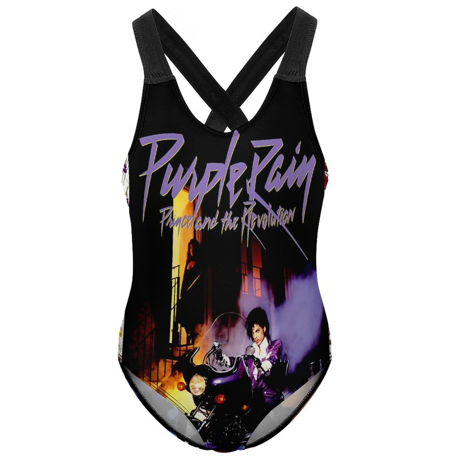 Girls Prin-ce Purple Ra-iN One Piece Swimsuits Bathing Suits Cross Back ...