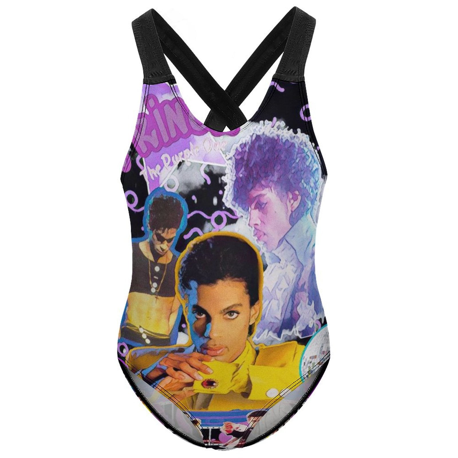 Girls Prin-ce Purple Ra-iN One Piece Swimsuits Bathing Suits Cross Back ...