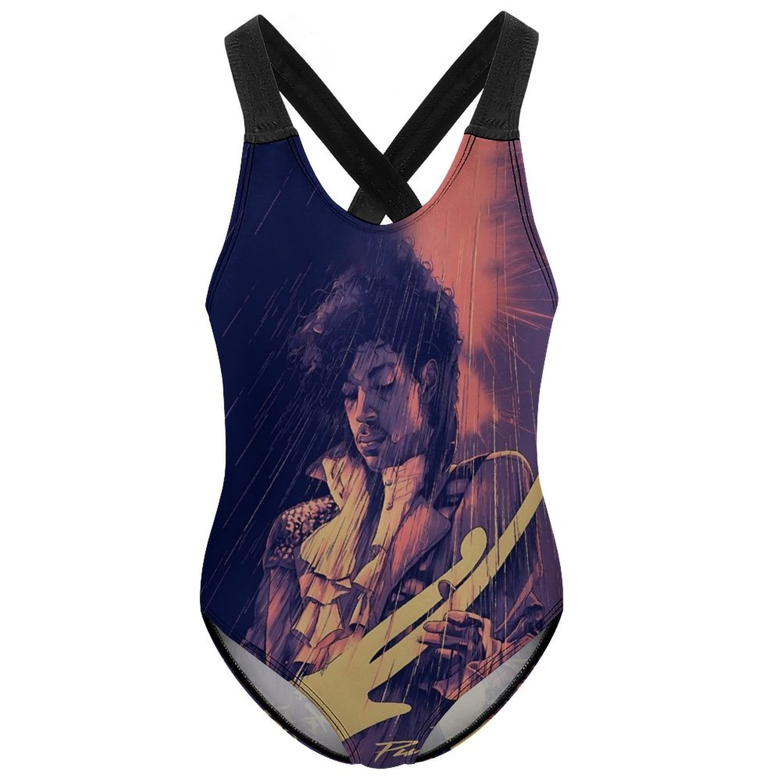 Girls Prin-ce Purple Ra-iN One Piece Swimsuits Bathing Suits Cross Back ...