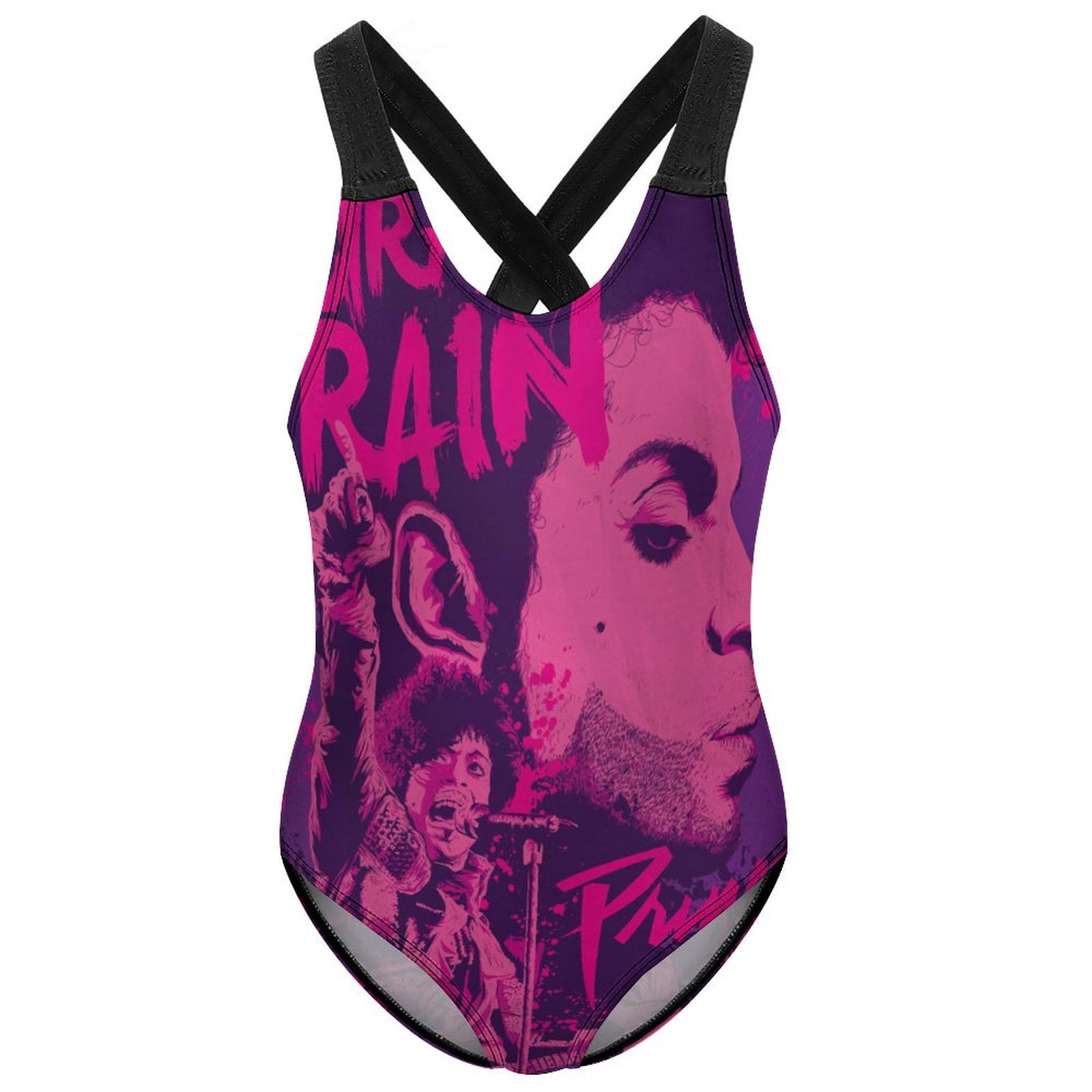 Girls Prin-ce Purple Ra-iN One Piece Swimsuits Bathing Suits Cross Back ...