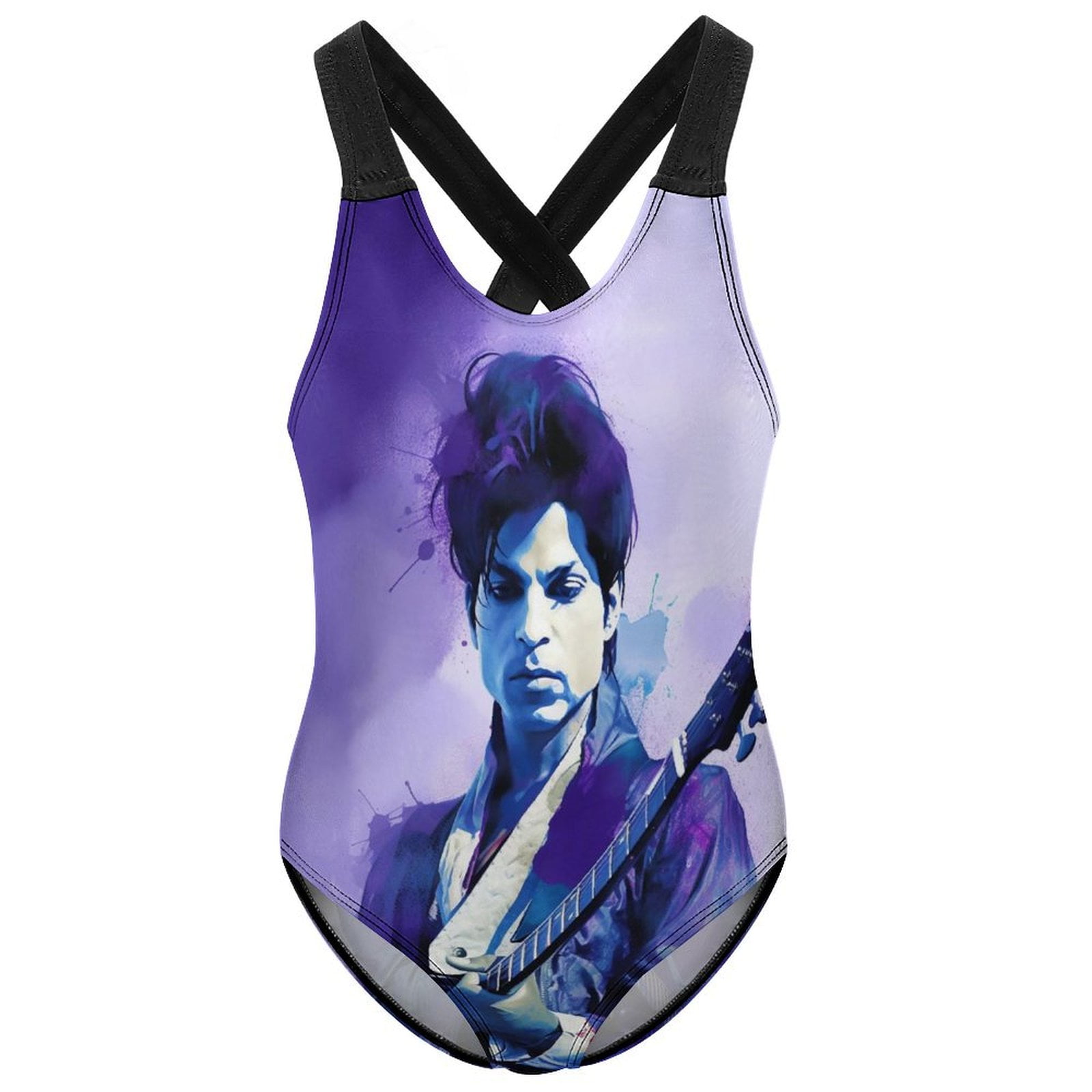 Girls Prin-ce Purple Ra-iN One Piece Swimsuits Bathing Suits Cross Back ...