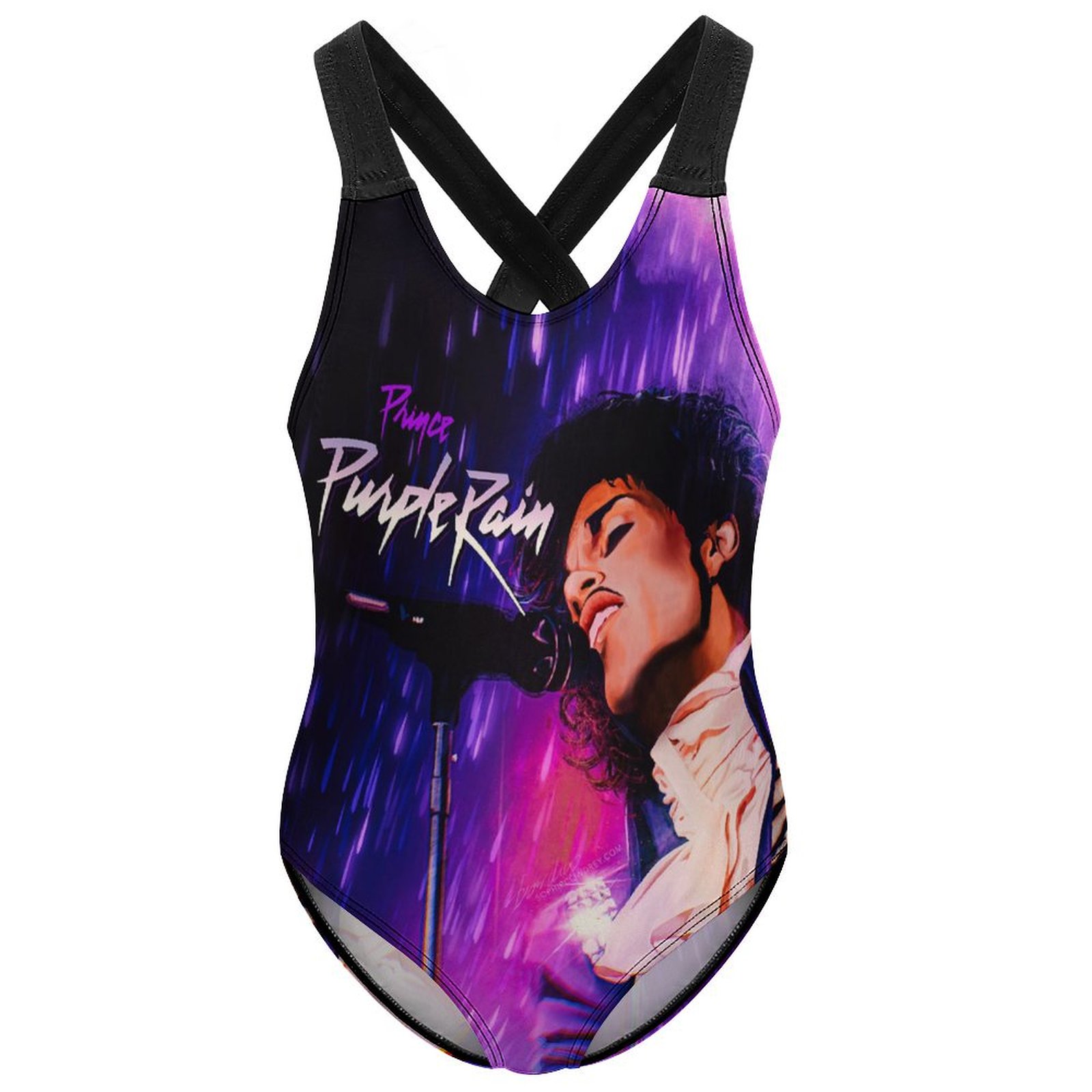 Girls Prin-ce Purple Ra-iN One Piece Swimsuits Bathing Suits Cross Back ...