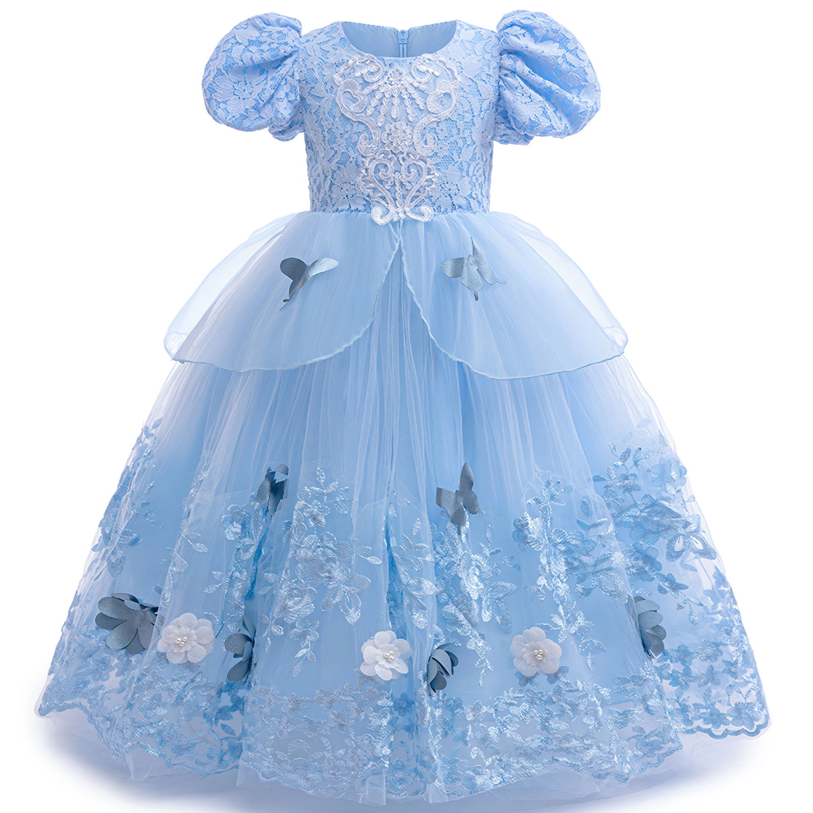 Girls Princess Costume Cinderella Blue Princess Dress Up Halloween ...