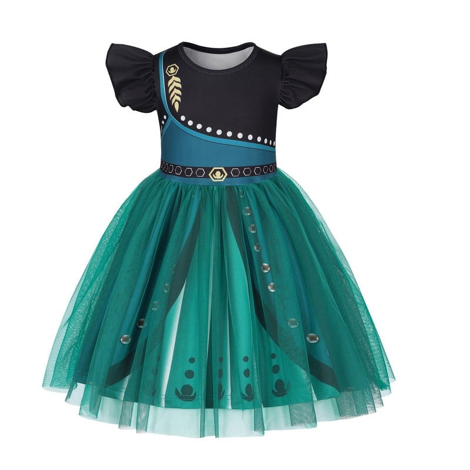 Girls Princess Costume Dress Toddler Kids Short Flutter Sleeve Tulle ...