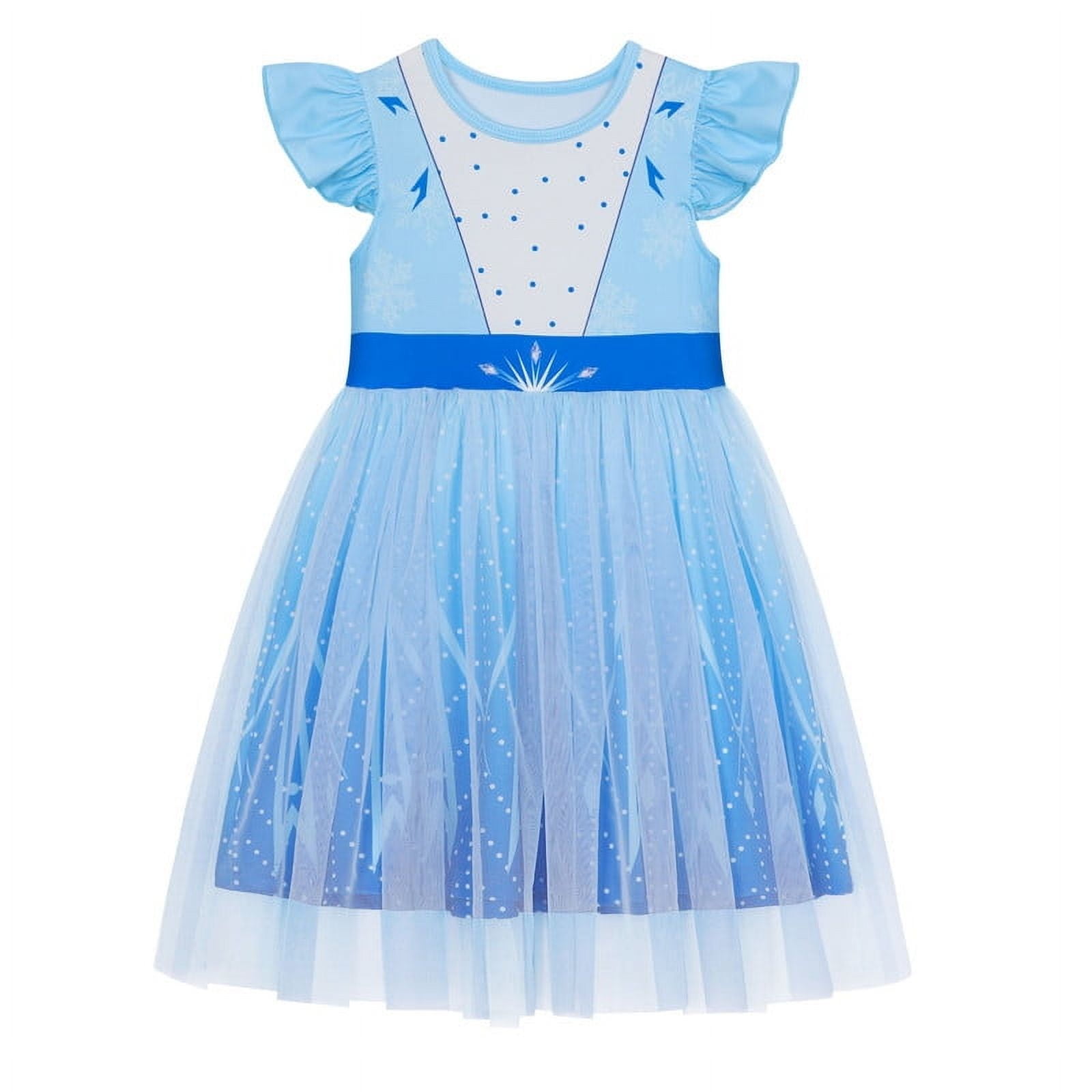 Girls Princess Costume Dress Toddler Kids Short Flutter Sleeve Tulle ...