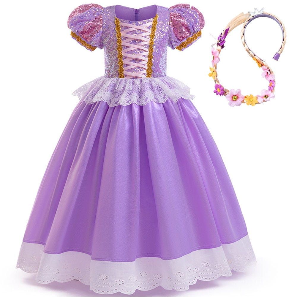 Girls Princess Costume Puff Sleeve Sequin Dress with Accessories ...