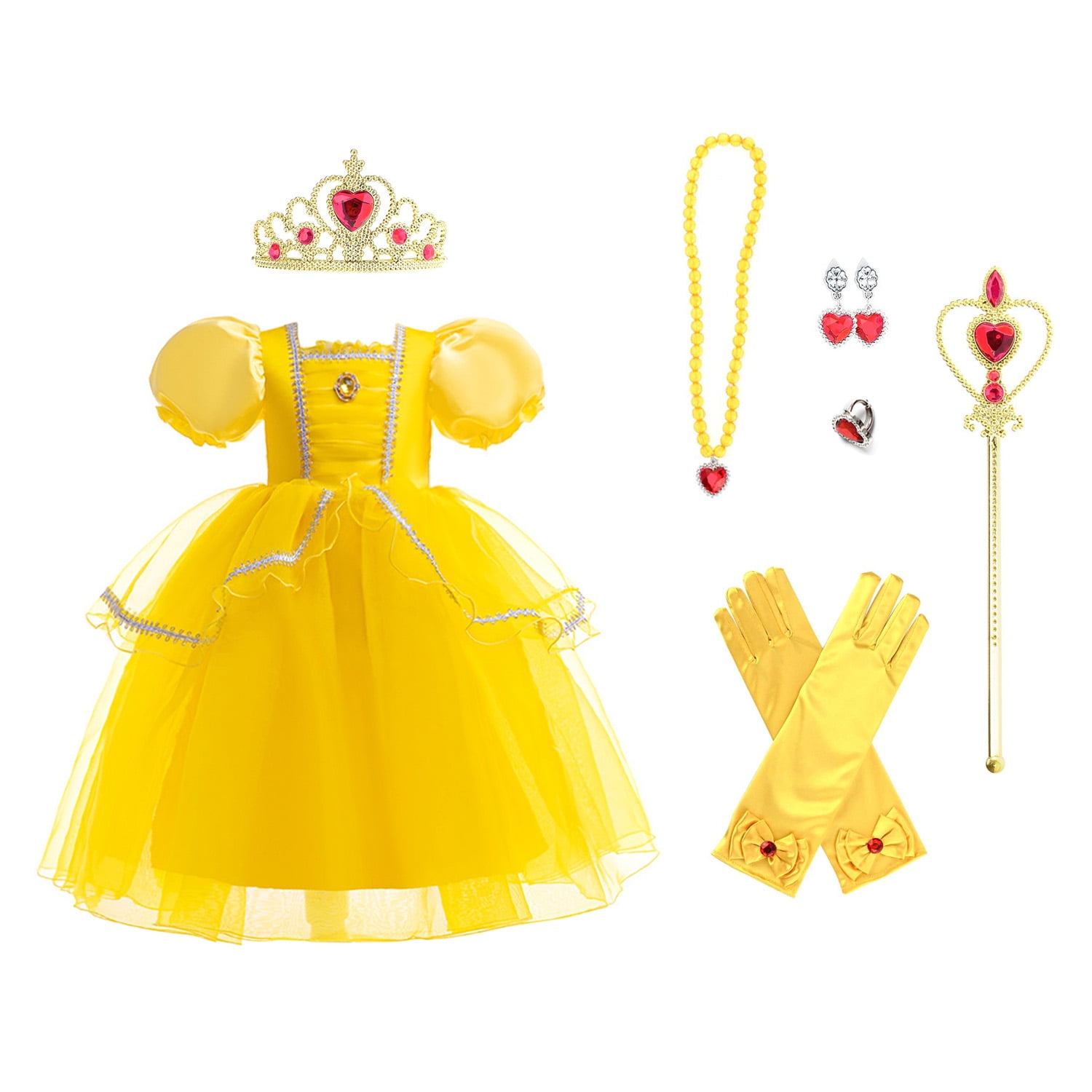 Girls Princess Costume Yellow Princess Dresses for Little Girls Fancy ...