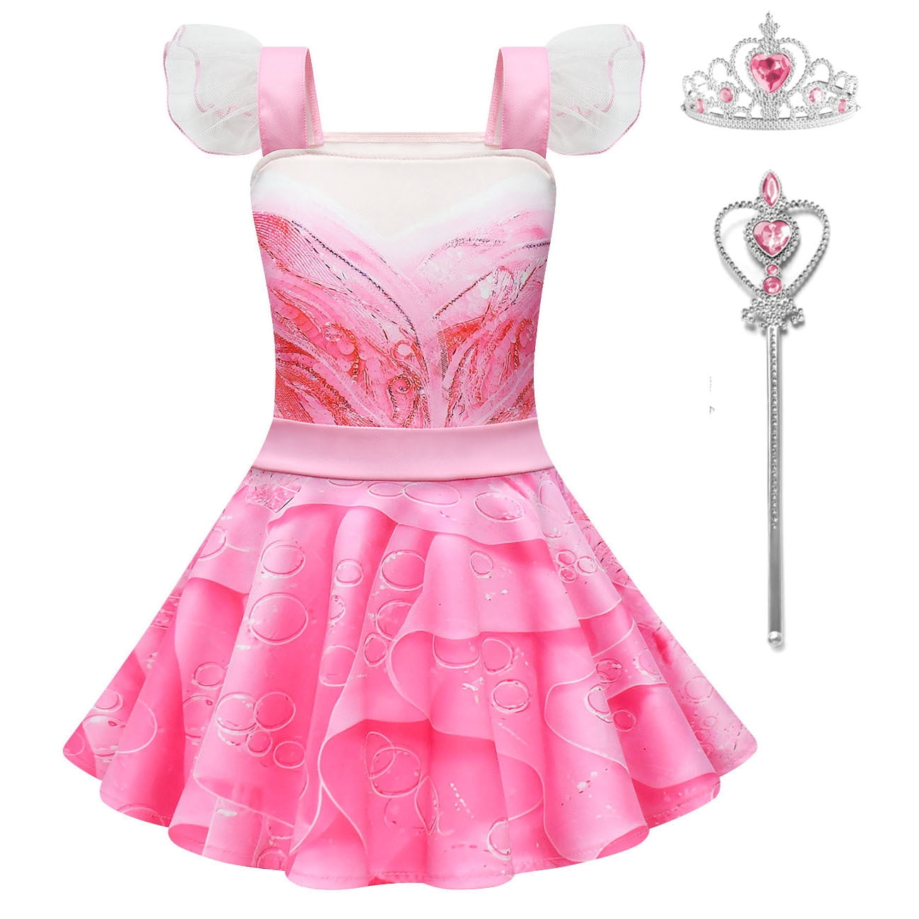 Girls Princess Dress Cosplay Pink Witch Costumes Kids Birthday ...