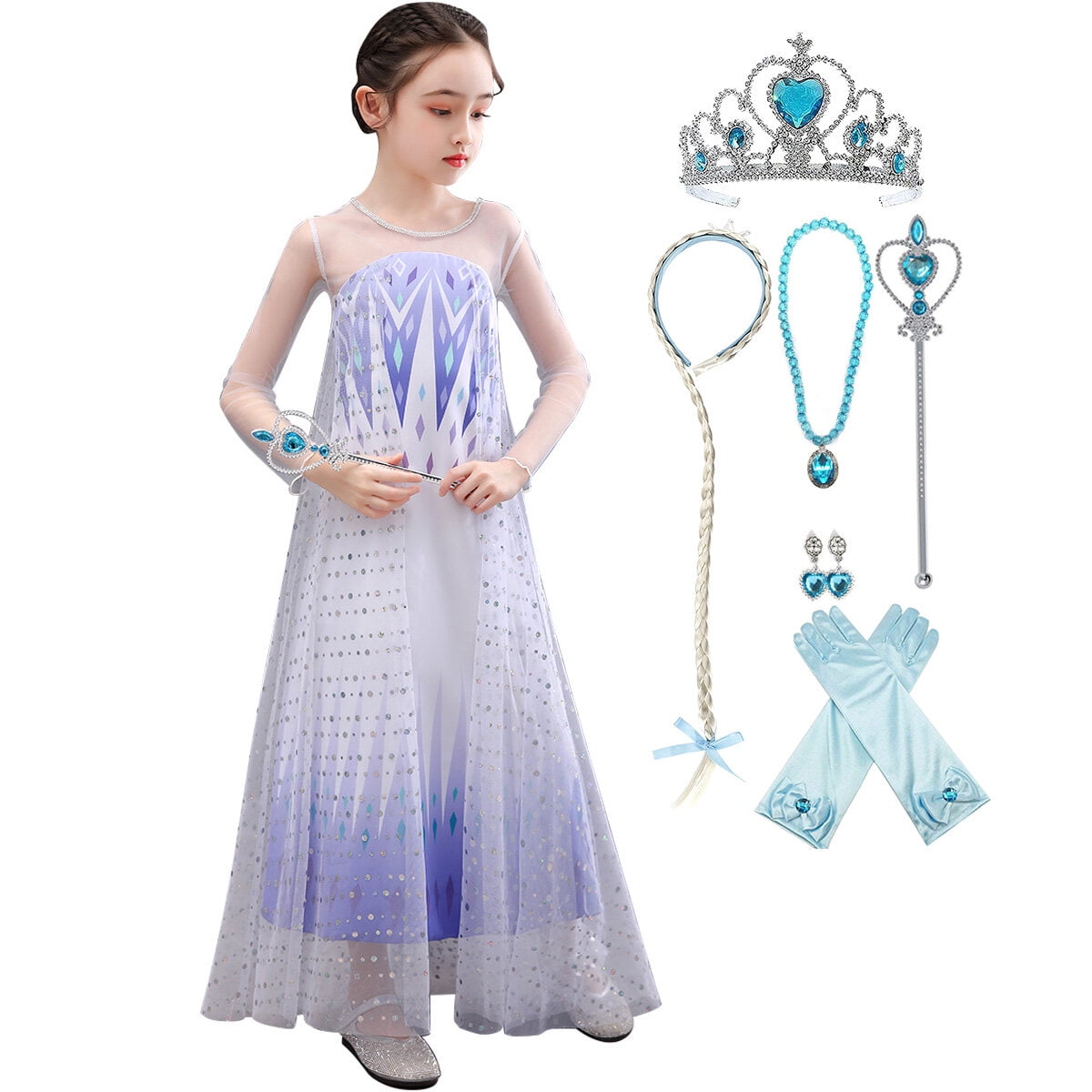 Girls Princess Dress Frozen Costume Elsa Dresses With Accessories for ...