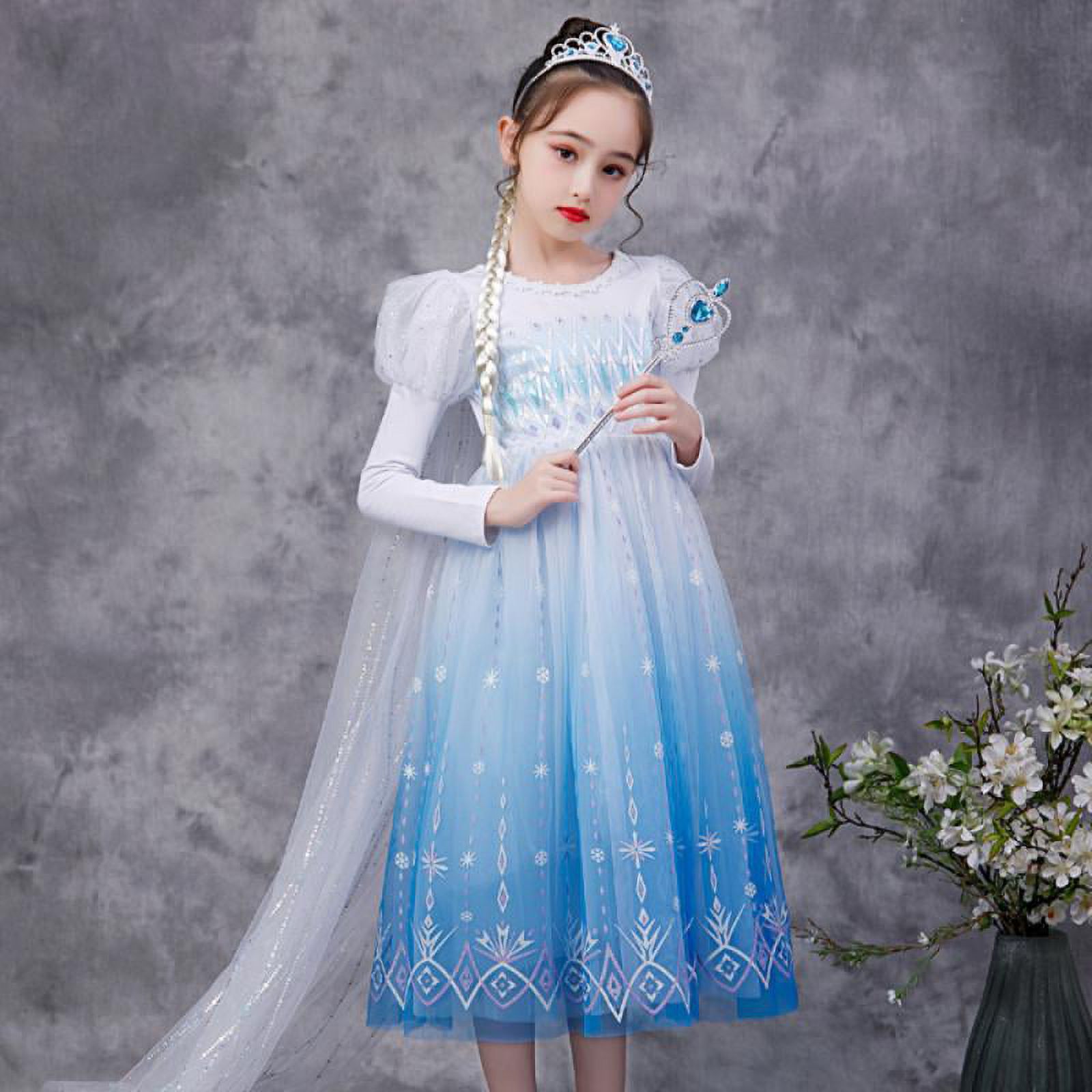 Girls Princess Dress Snow Queen Party Costume Halloween Birthday Dress ...