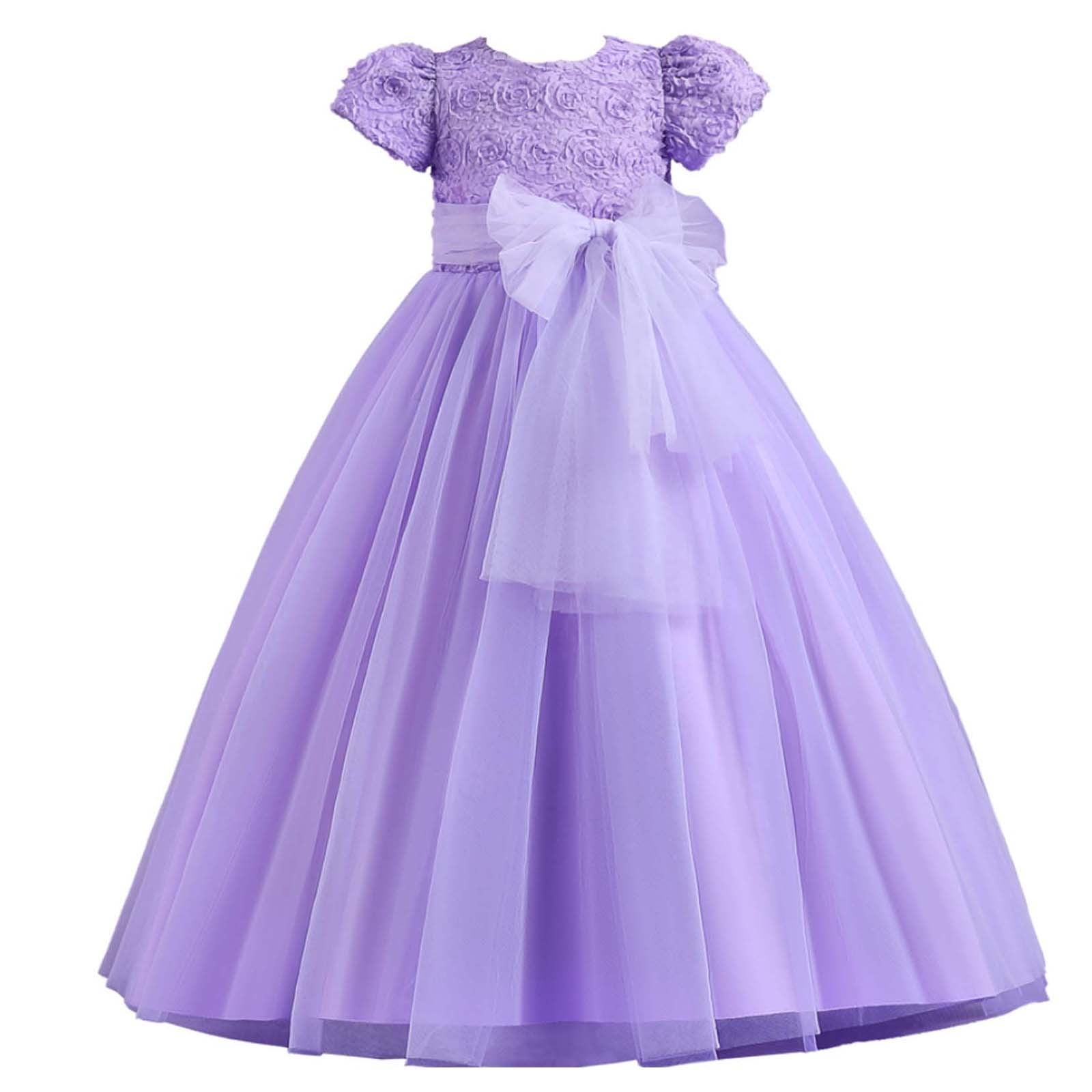 Girls Princess Dresses,Lace Embroidery Short Sleeve Tutu Tulle Dress ...